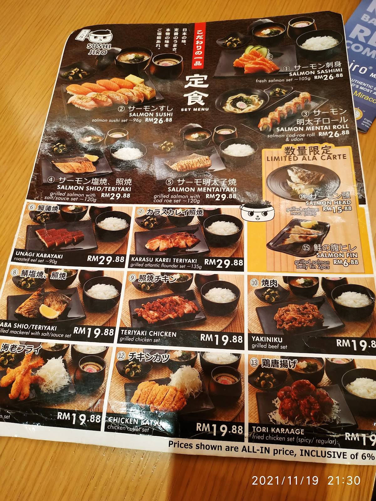 Menu at Sushi Jiro Mid Valley Megamall restaurant, Kuala Lumpur, Mid ...