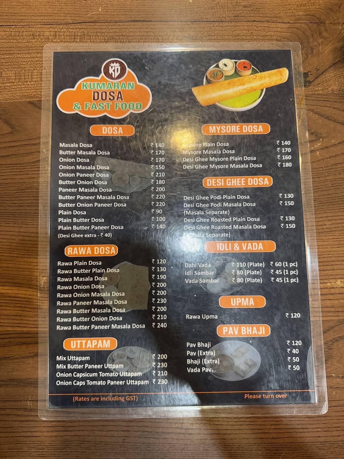 Menu at Kumaran Dosa & Fast Food, Ludhiana, VRQJ+83P