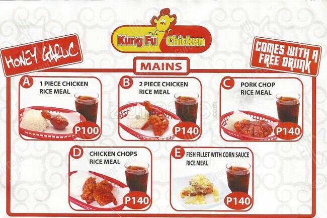 Menu at Kung Fu Chicken restaurant, Quezon City, Del Monte Ave