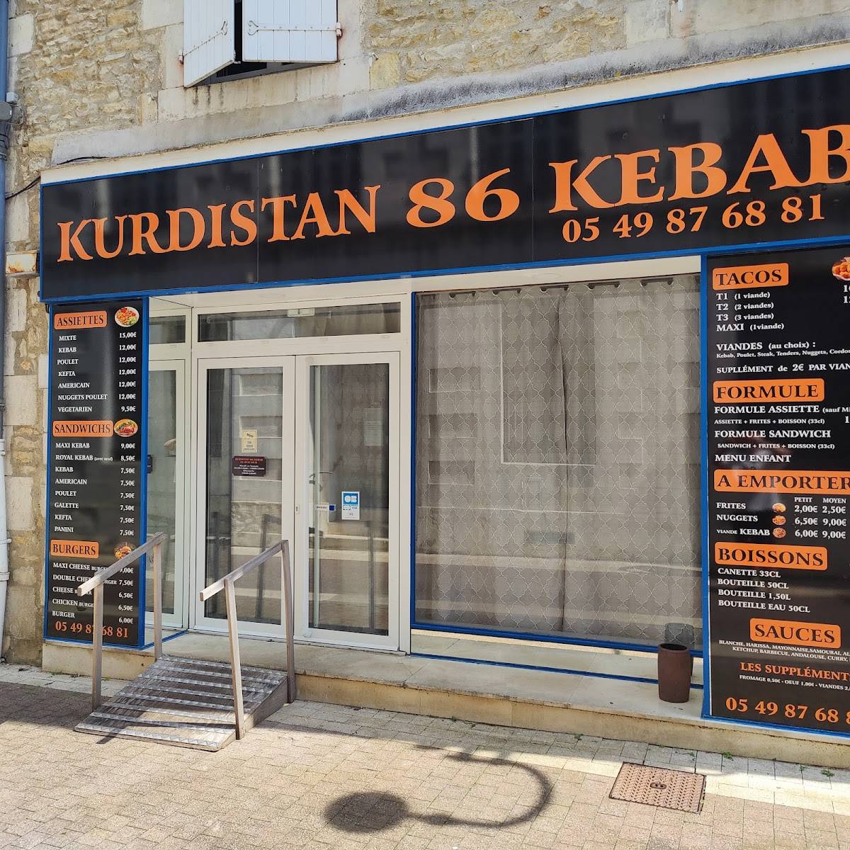 Menu au Kurdistan Kebab restaurant, Civray, 7 Rue du Commerce