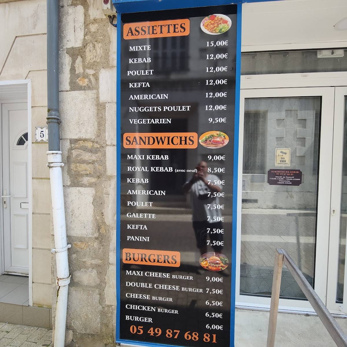 Menu au Kurdistan Kebab restaurant, Civray, 7 Rue du Commerce