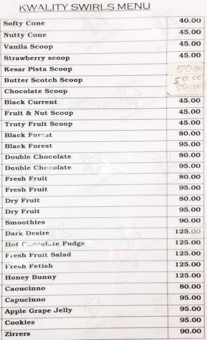 Menu at Kwality Wall’s Frozen Dessert and Ice Cream Shop, Bhubaneswar, 10