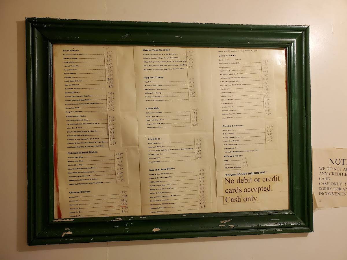 Menu at Kwang Tung restaurant, Fogo