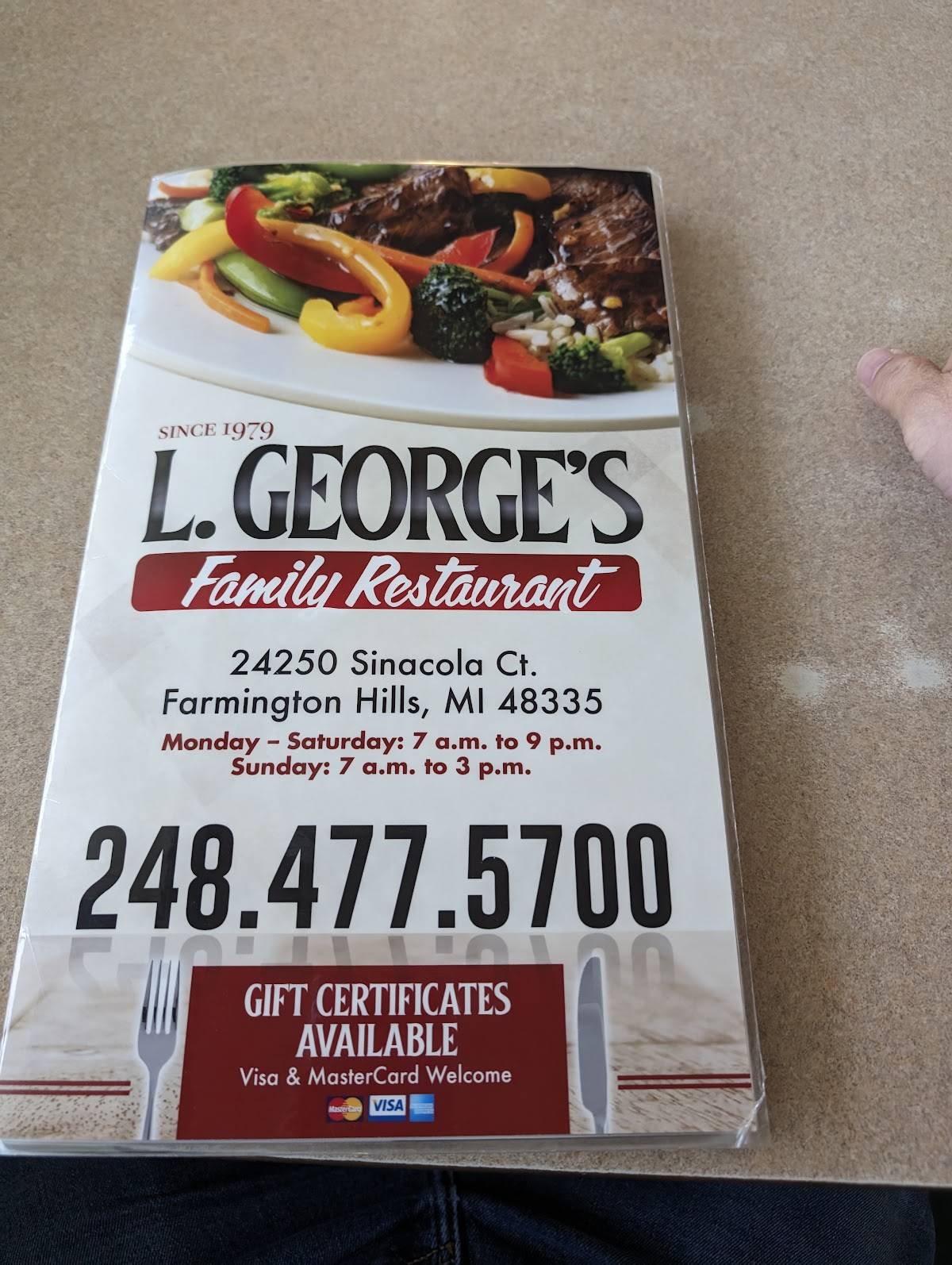 Menu at L Georges Coney Island restaurant, Farmington Hills