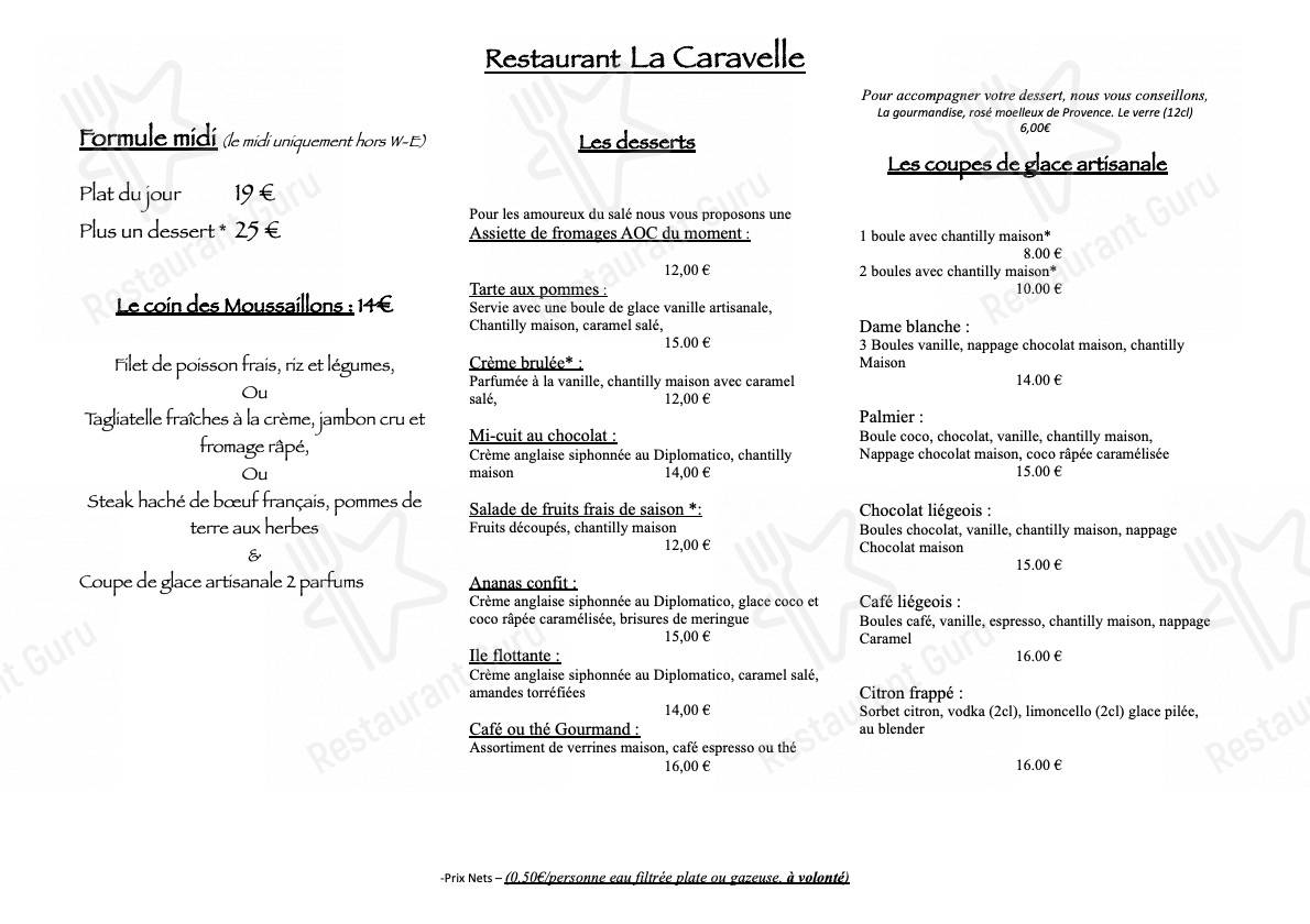 Menu au LA CARAVELLE BANDOL restaurant, Bandol, 43 Quai Charles de Gaulle