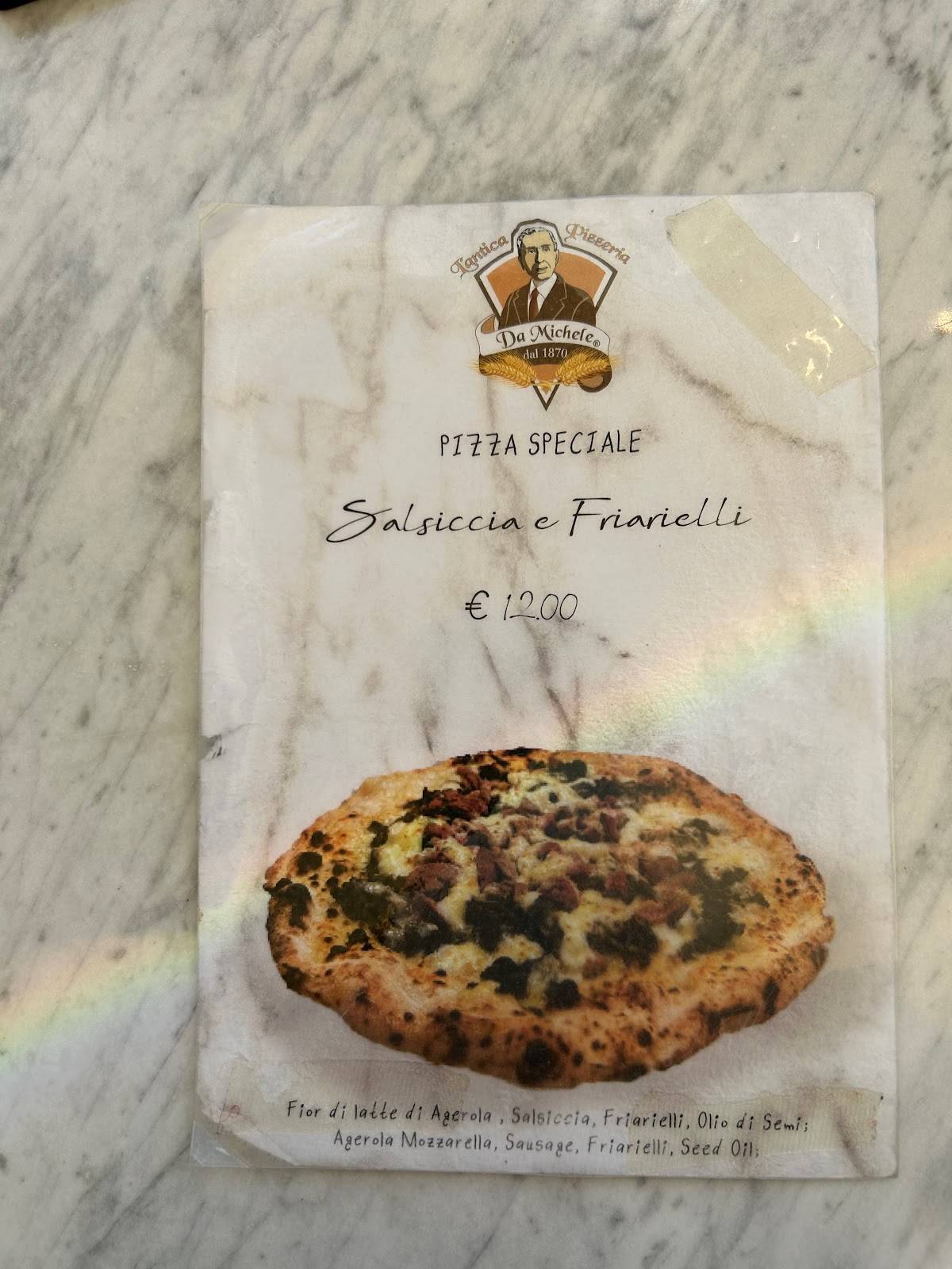 Carta de L’Antica Pizzeria da Michele, Bari