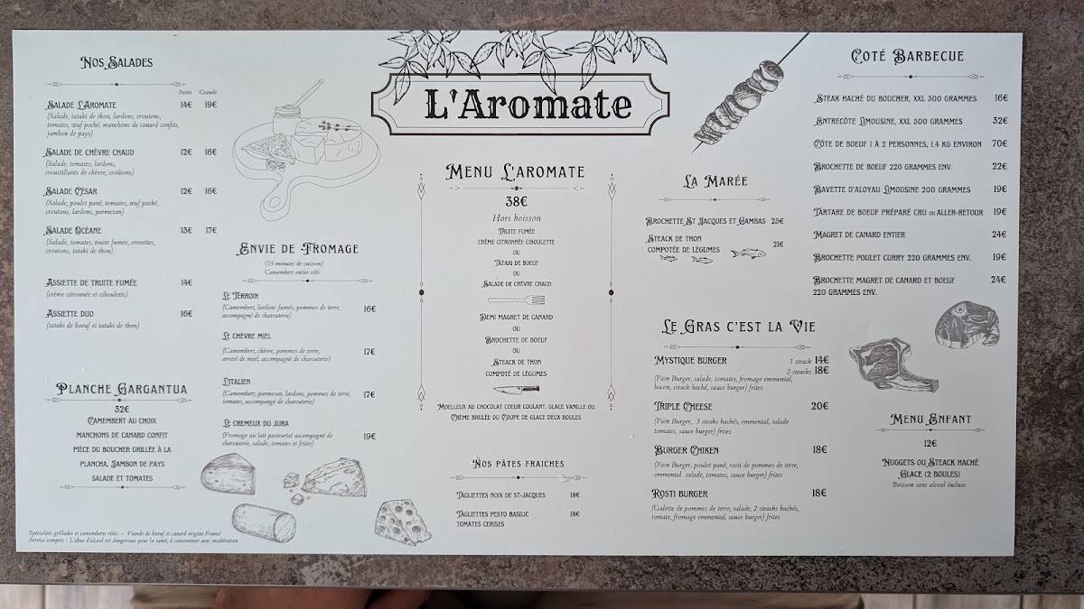 Menu au L'Aromate BBQ, Hiersac