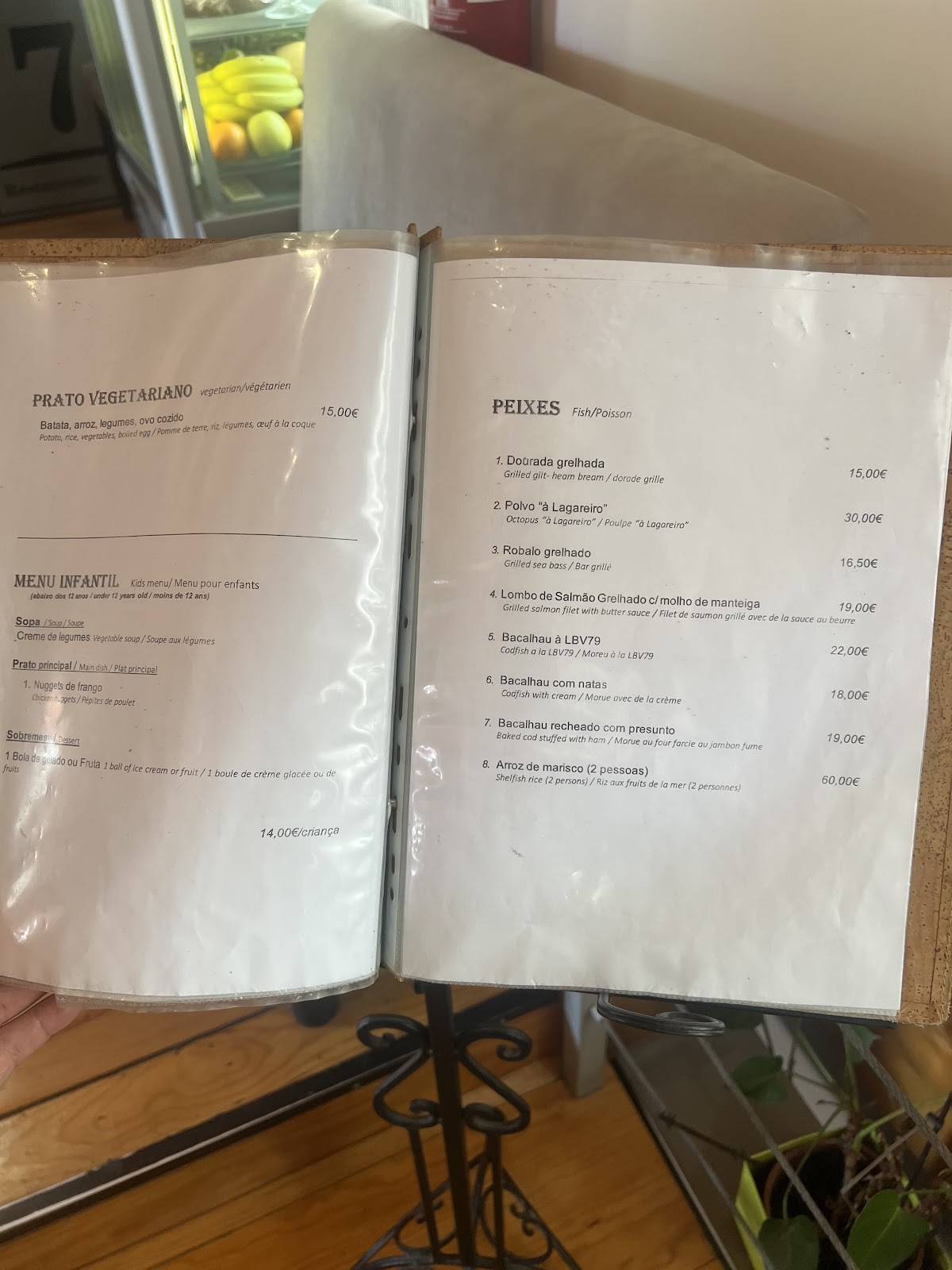 Menu at LBV 79 restaurant, Pinhão