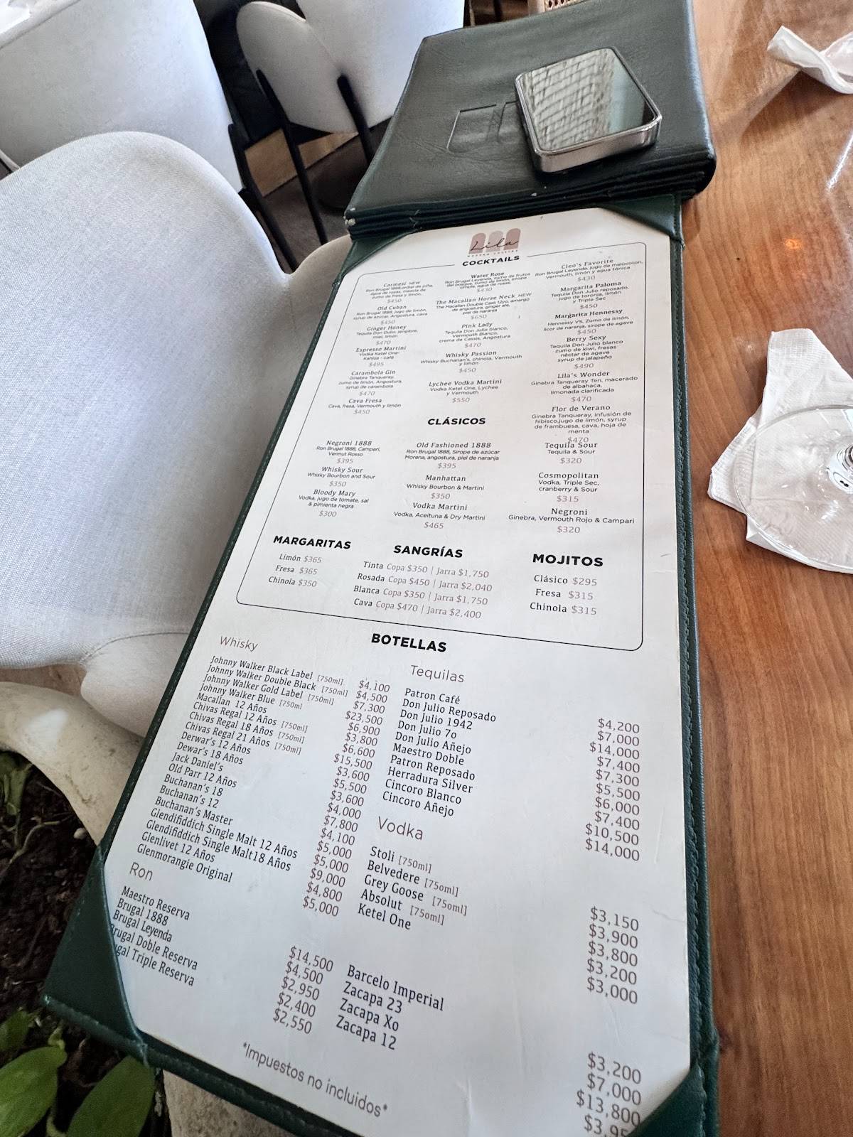 Carta del restaurante LILA - Modern Cuisine, Santo Domingo, C. P.º del ...