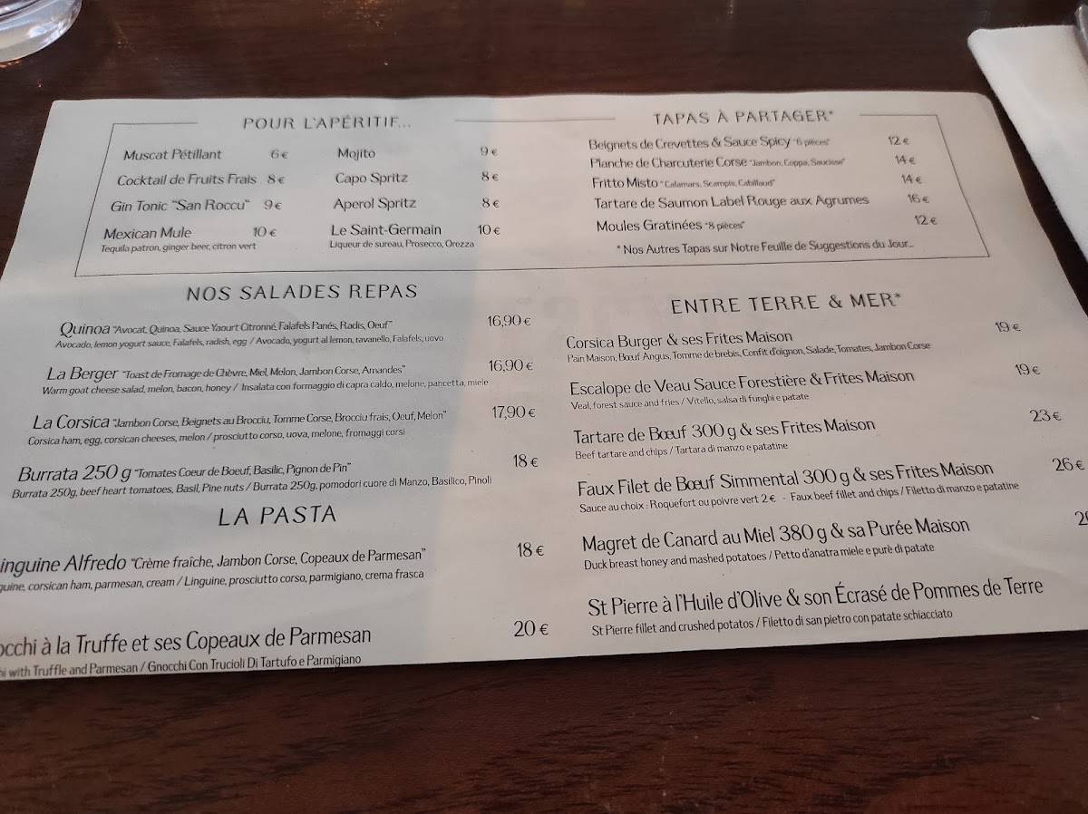 Menu au Restaurant L'Escale Île-Rousse, L'Île-Rousse, 20 Rue Notre Dame