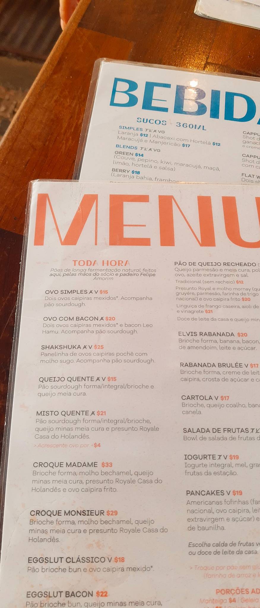 Menu em LOMA Café, Brasília