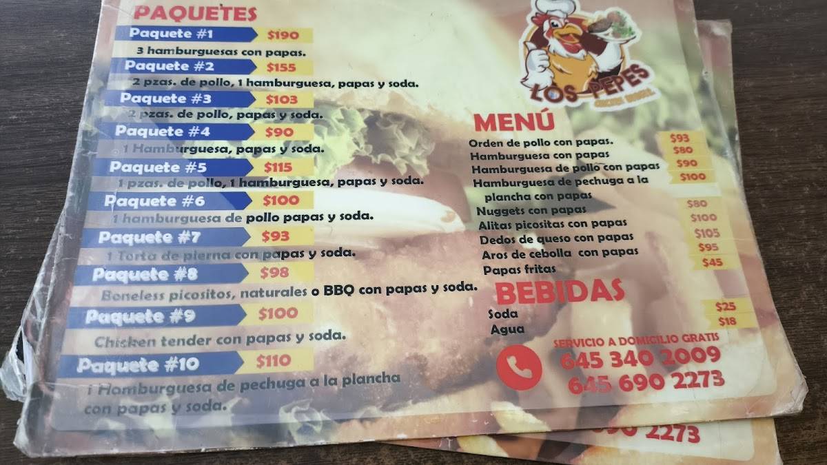 Carta del restaurante LOS PEPES CHICKEN BURGUER, Cananea