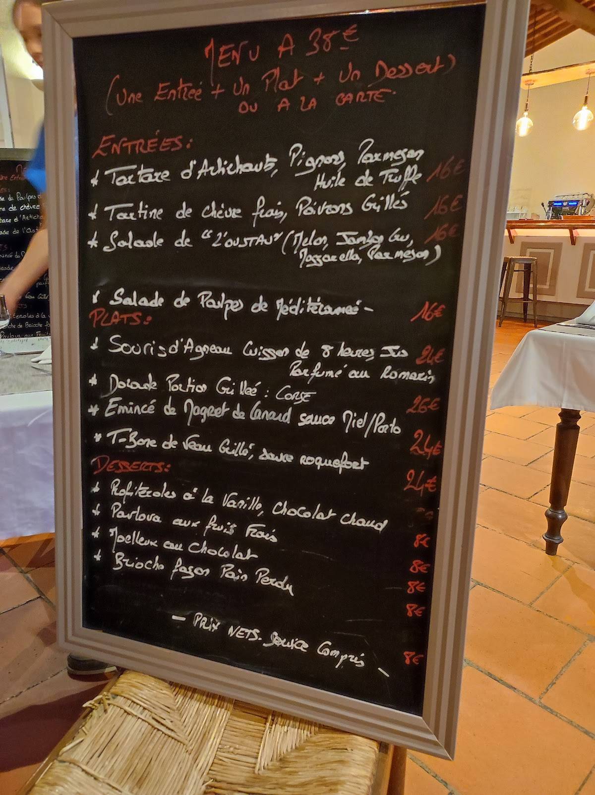 Menu au L'Oustau de Saint-Marc restaurant, Saint-Marc-Jaumegarde