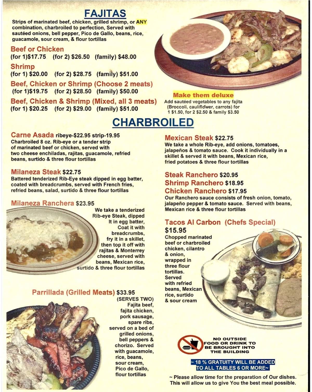 Menu at La Casa Mexican Restaurant - Cut Off, Cut Off