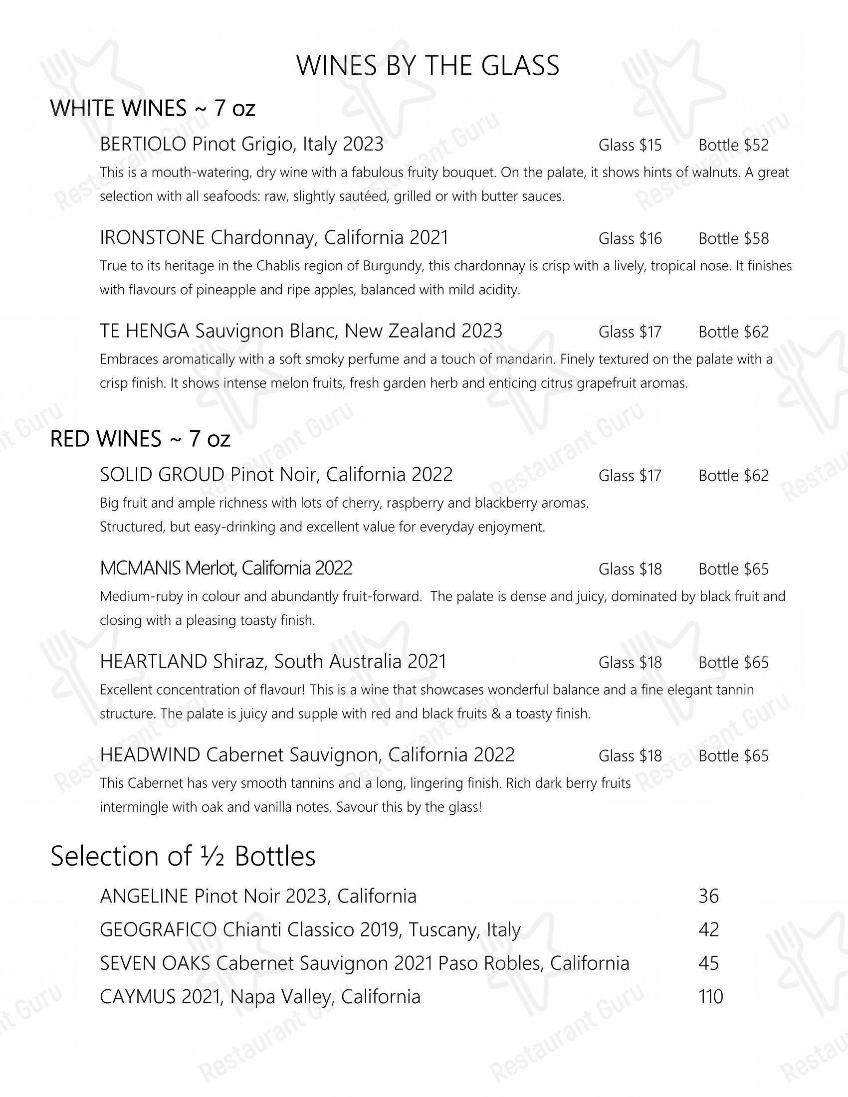 Menu at La Castile steakhouse, Mississauga