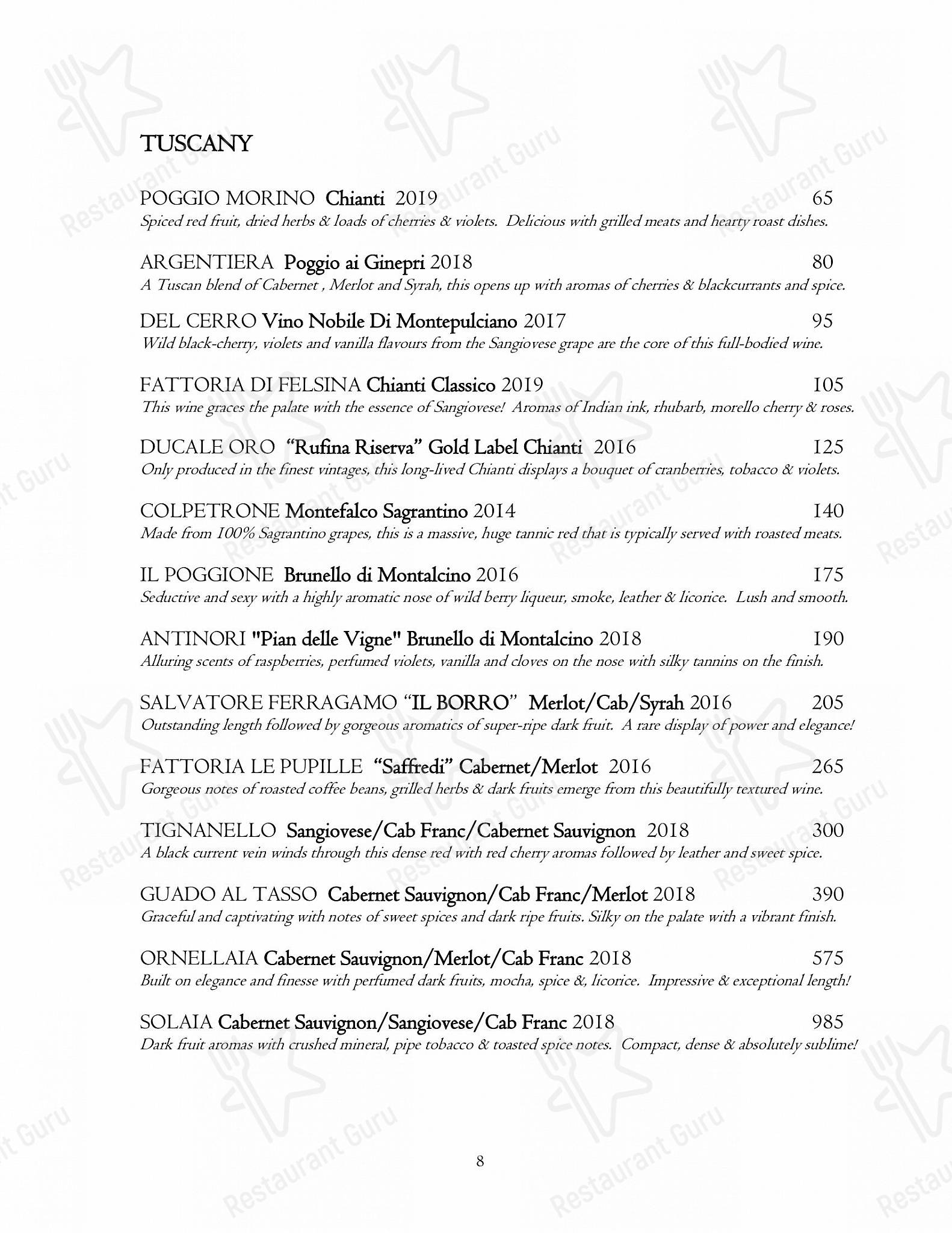 Menu at La Castile steakhouse, Mississauga