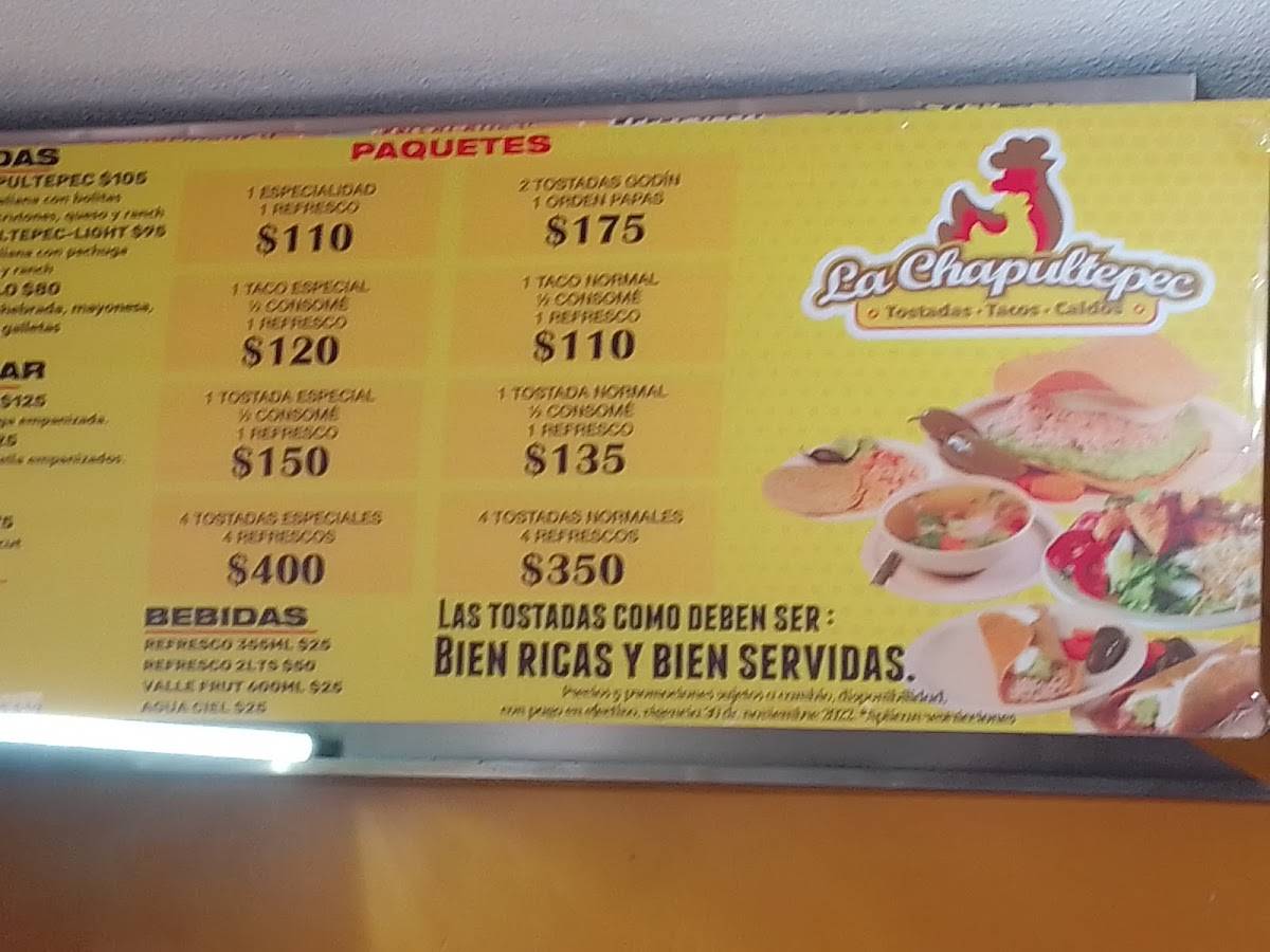 Carta del restaurante La Chapultepec Loma Larga, Monterrey