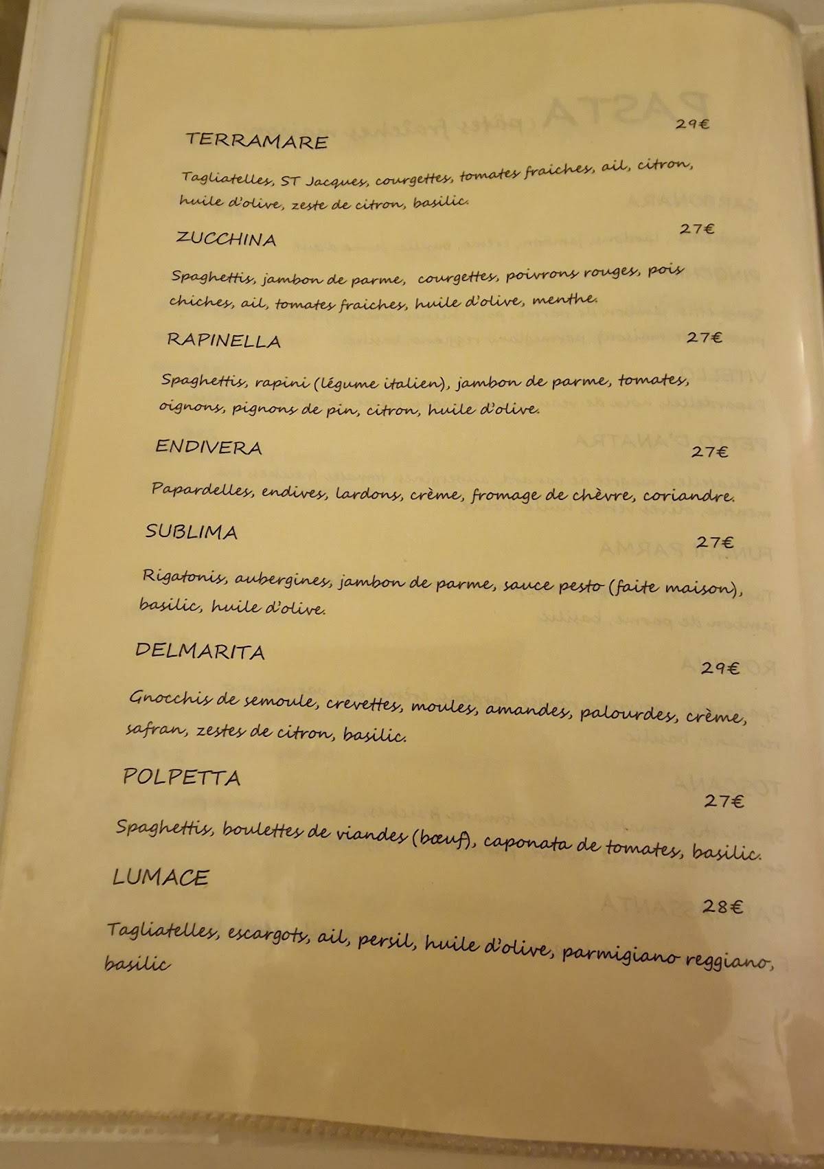Menu au La Chartreuse de Parme - RESERVATION OBLIGATOIRE pub et bar ...