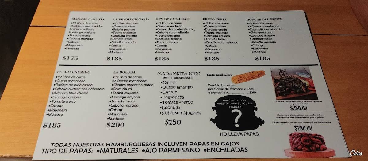 Carta del restaurante La Finca del Carlota, Ciudad Juarez