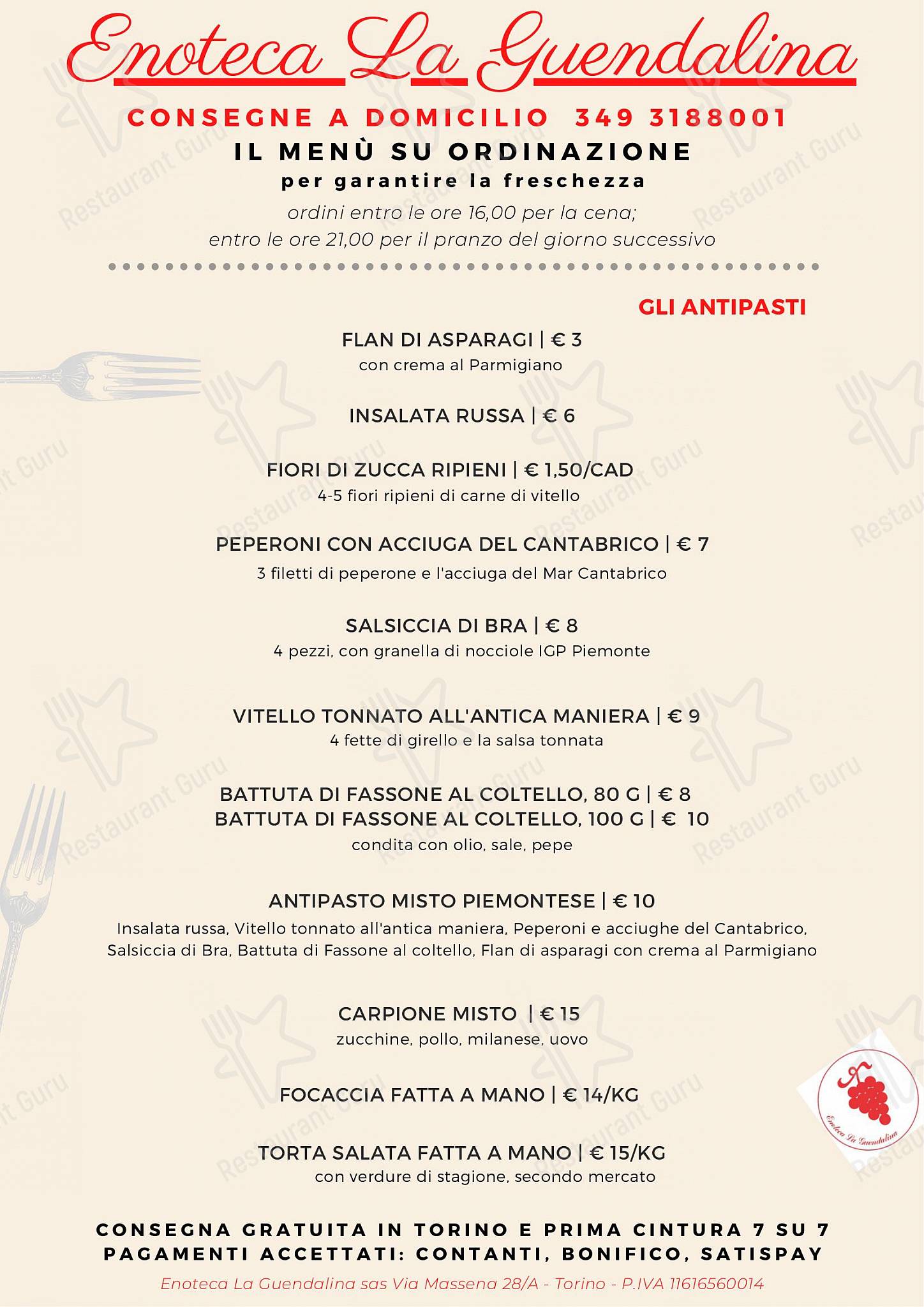 Menu da Gaute la Nata Enoteca pub & bar, Torino