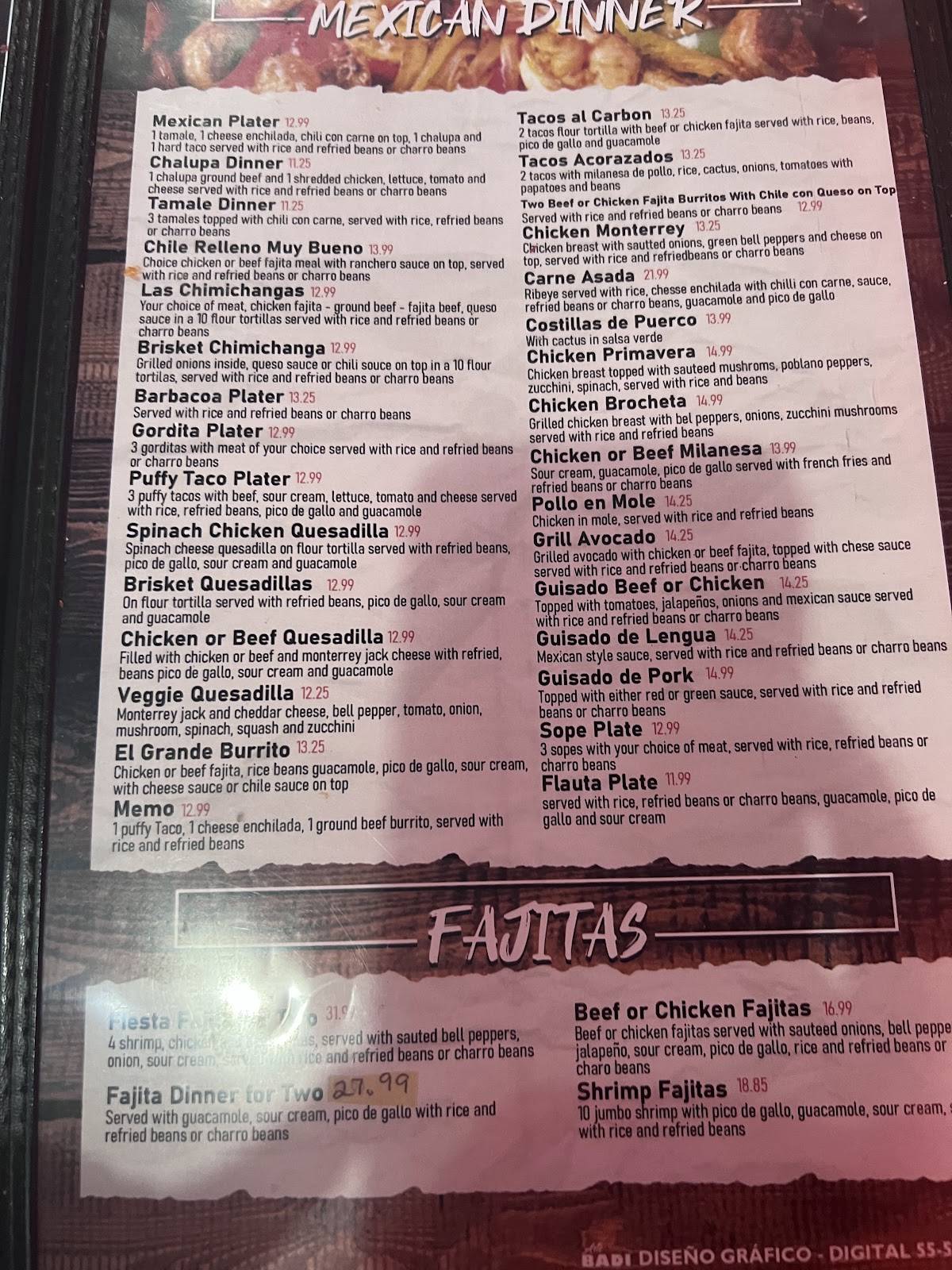 Menu at La Joya Mexican Cocina restaurant, Wylie