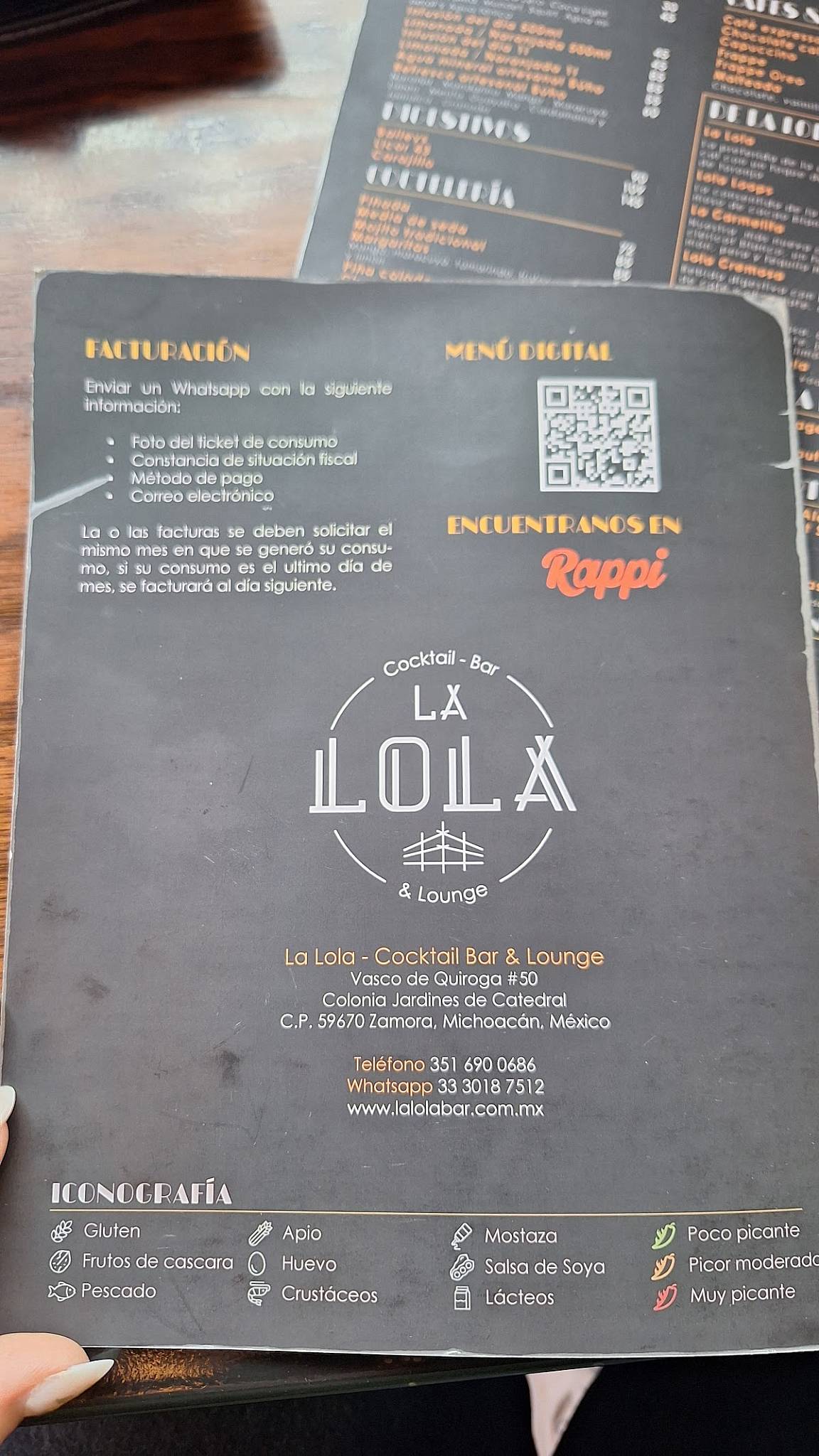 Carta de La Lola - Cocktail Bar & Lounge, Zamora