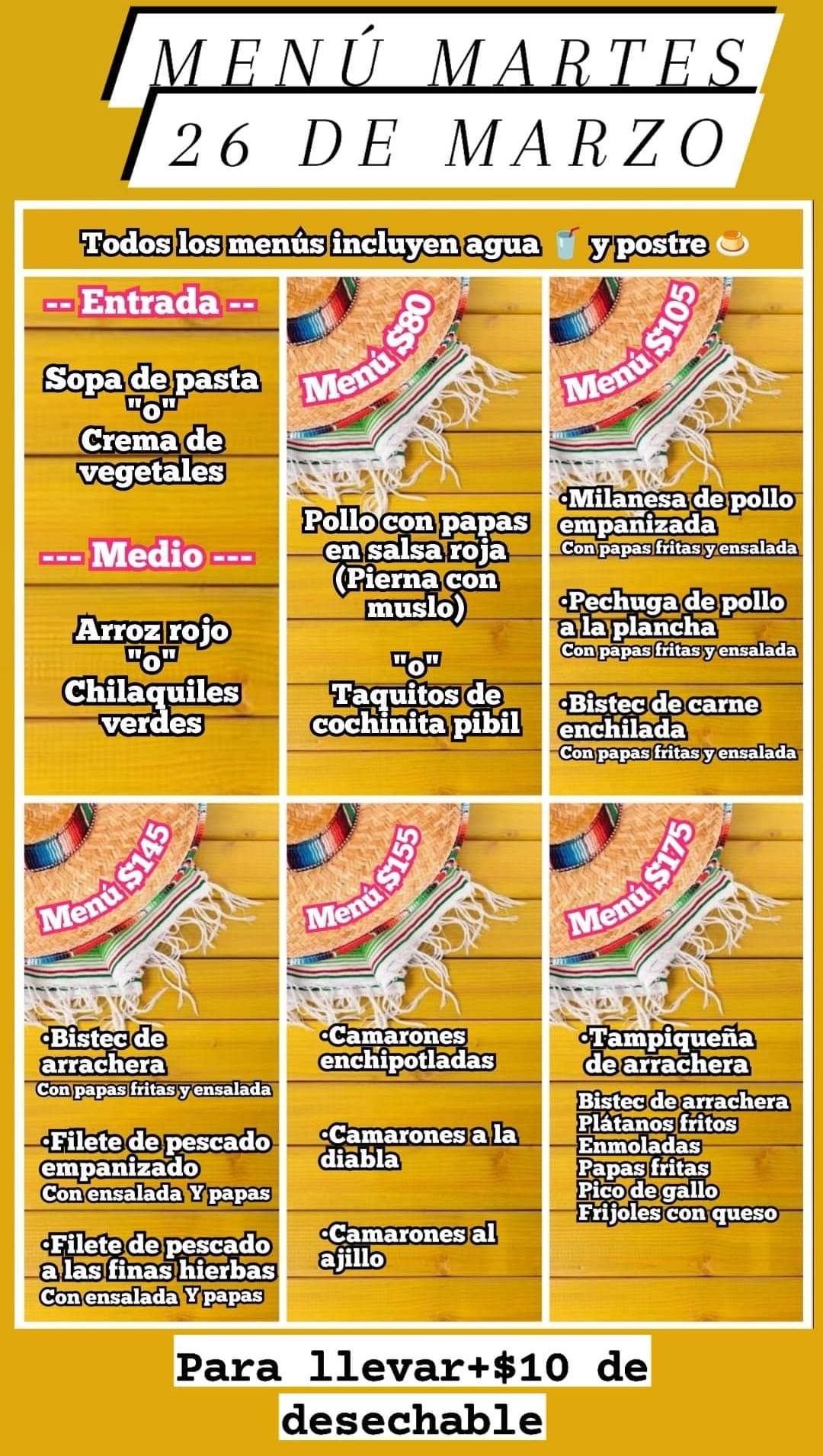 Carta del restaurante La Macaria, Fortín del las Flores