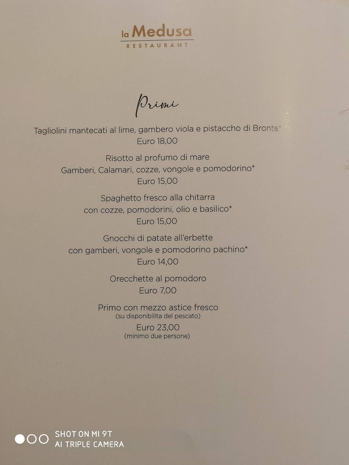Menu da Ristorante La Medusa, Porto Cesareo