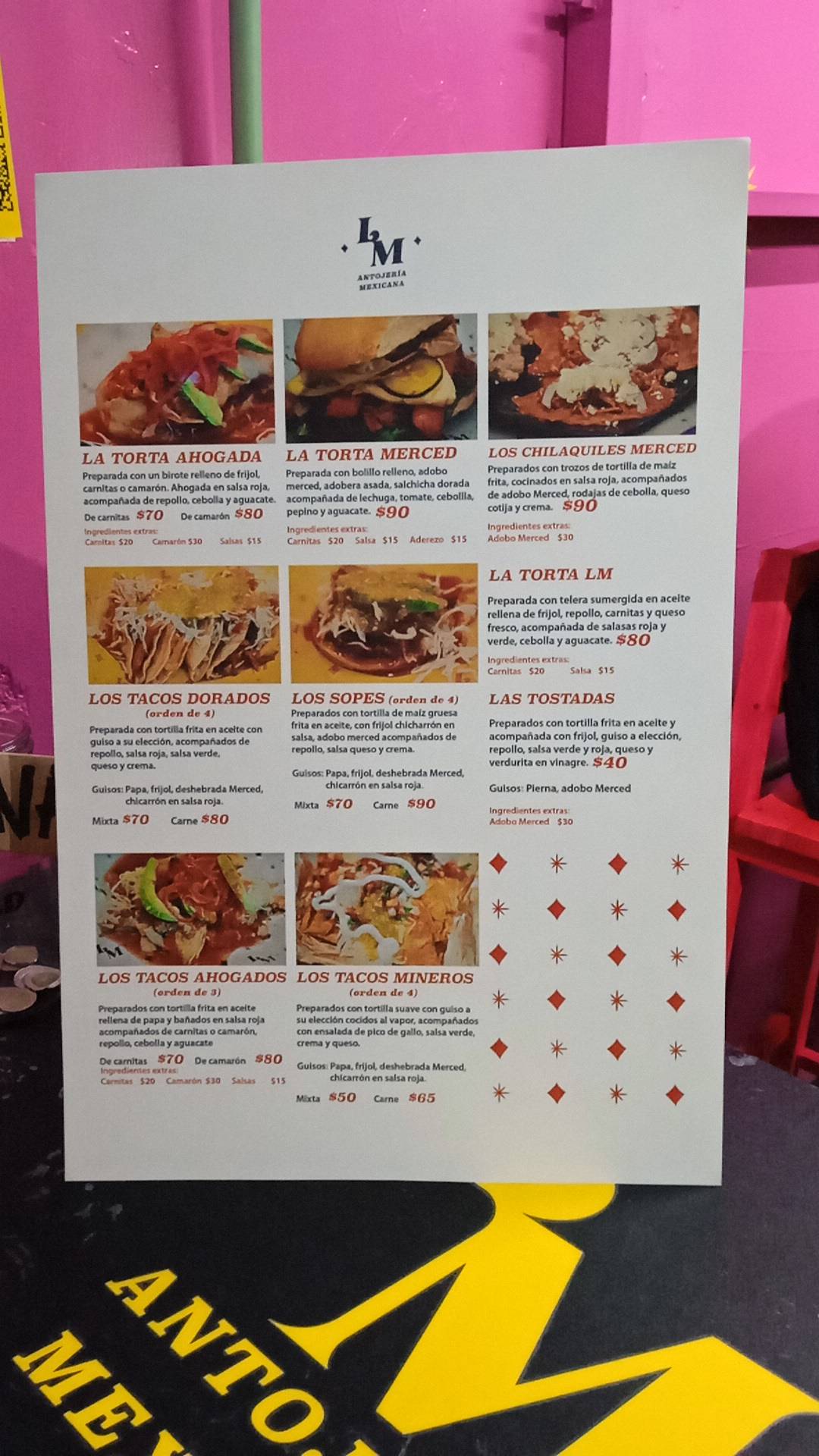 Menu at La Merced, Antojeria Mexicana. restaurant, Merida