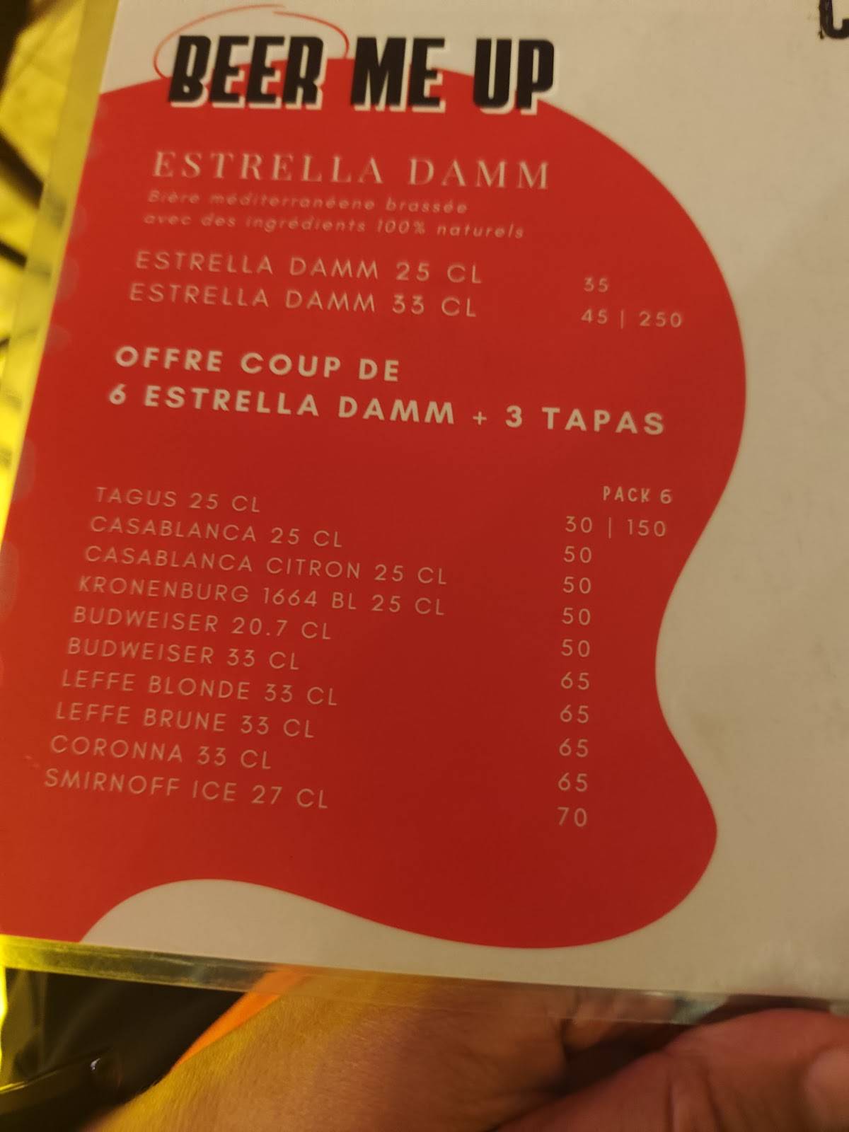 Menu au La Ola Rooftop restaurant, Casablanca
