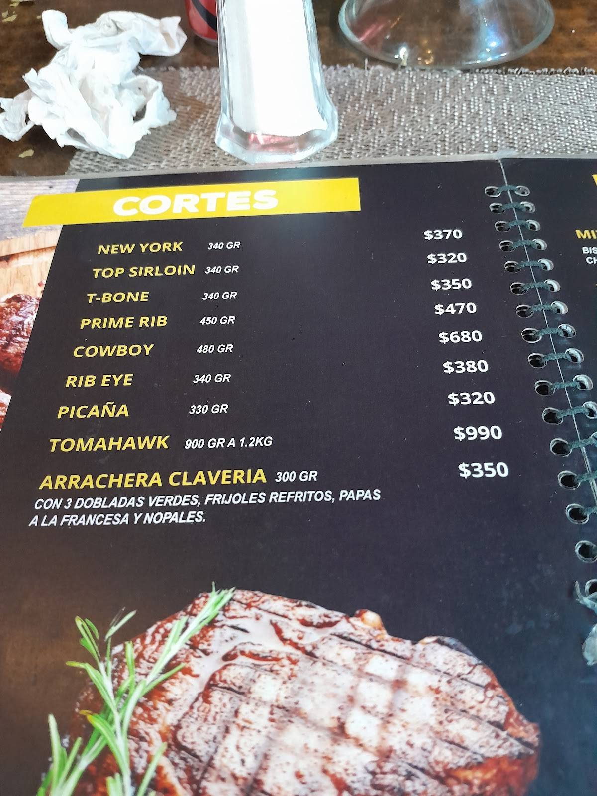 Carta de La Parrilla Clavería, Ciudad de México