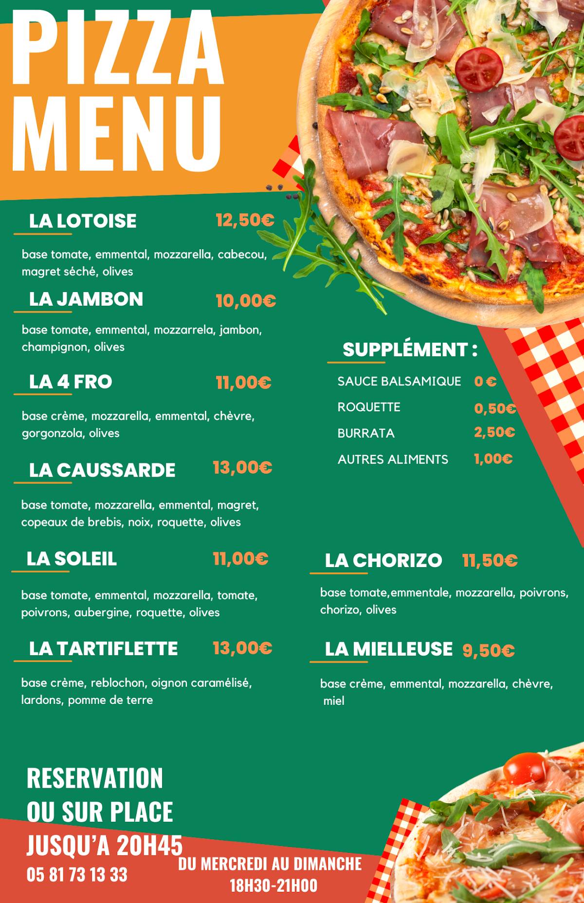 Menu au La Pâte, Payrac