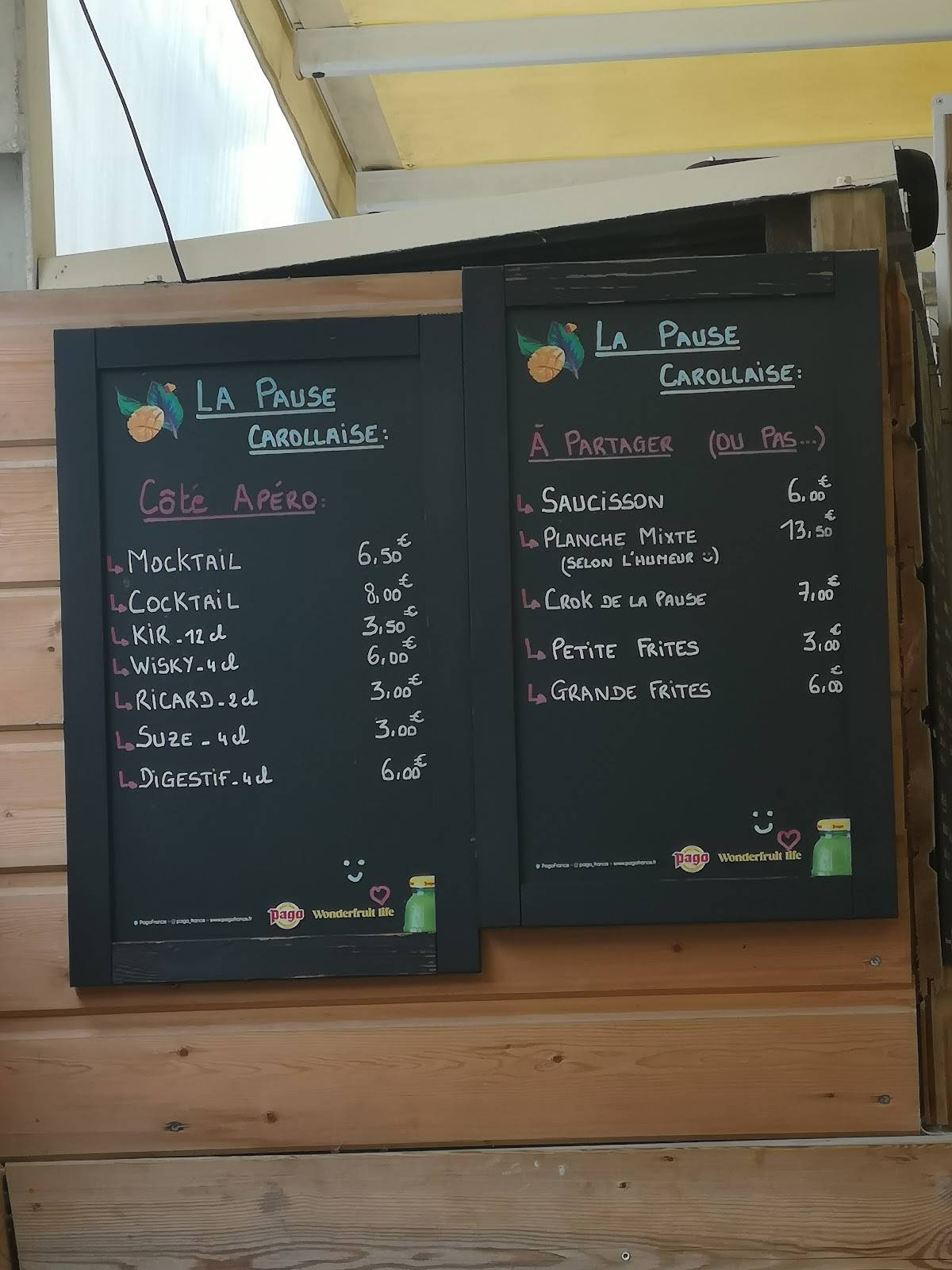 Menu au La Pause Carollaise restaurant, Carolles