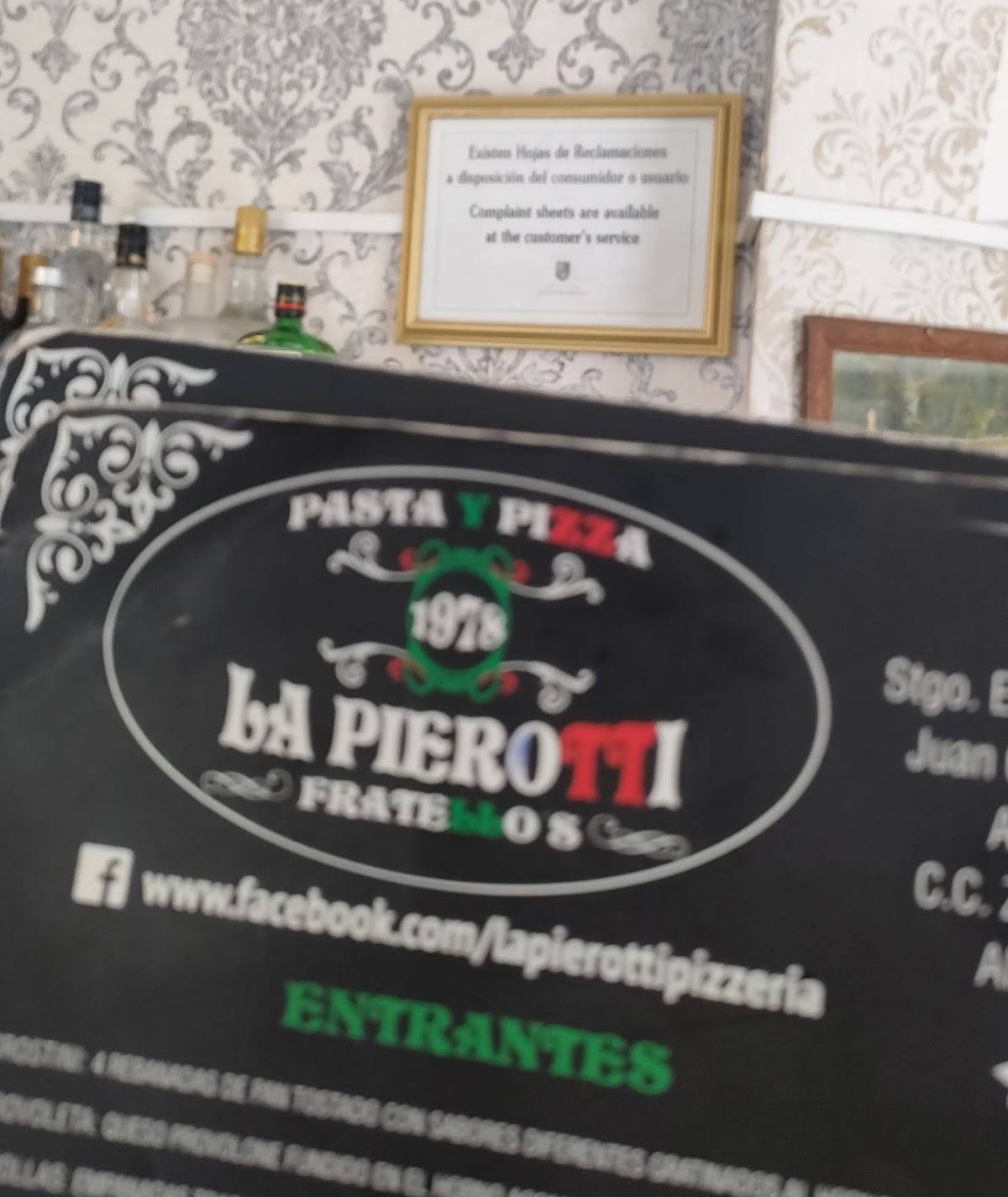 Carta de La Pierotti Pizzería - Santo Domingo, Murcia