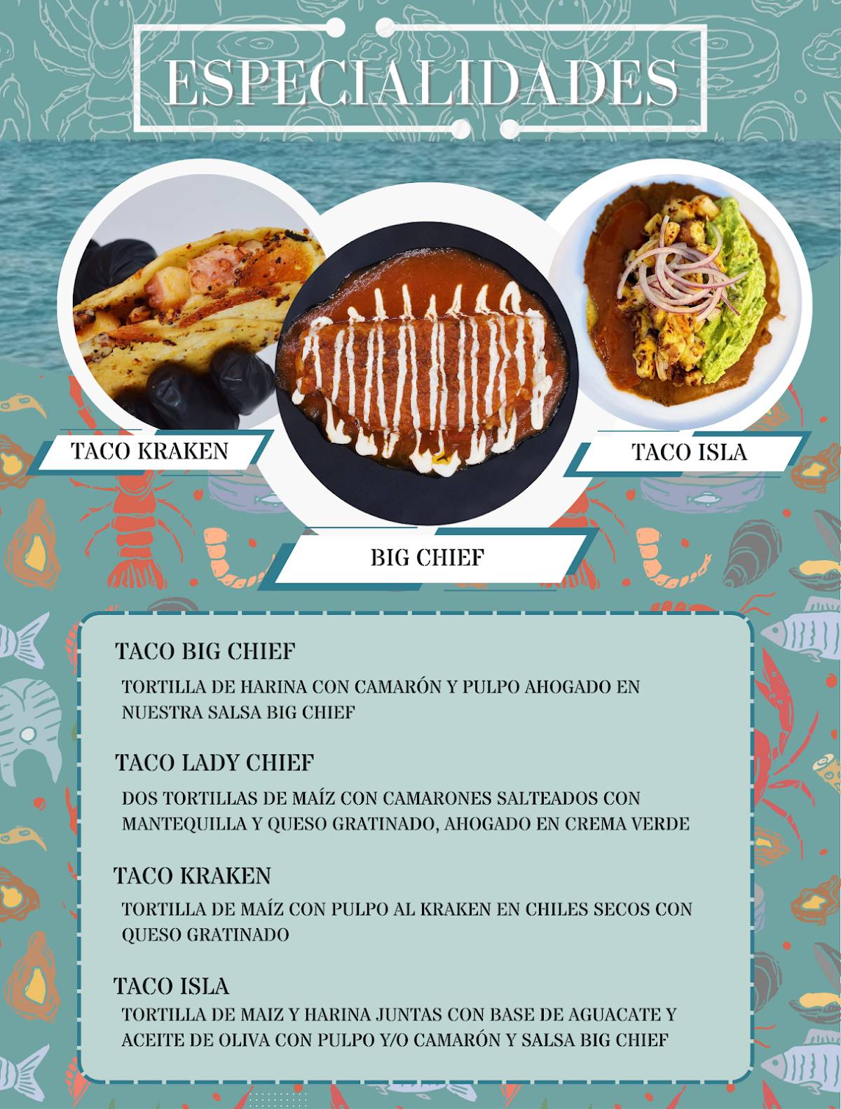 Carta del restaurante La Proa Seafood, Hermosillo