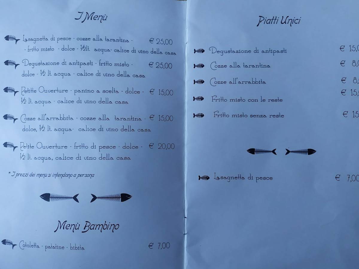 Carta del restaurante La Resta, Senigallia