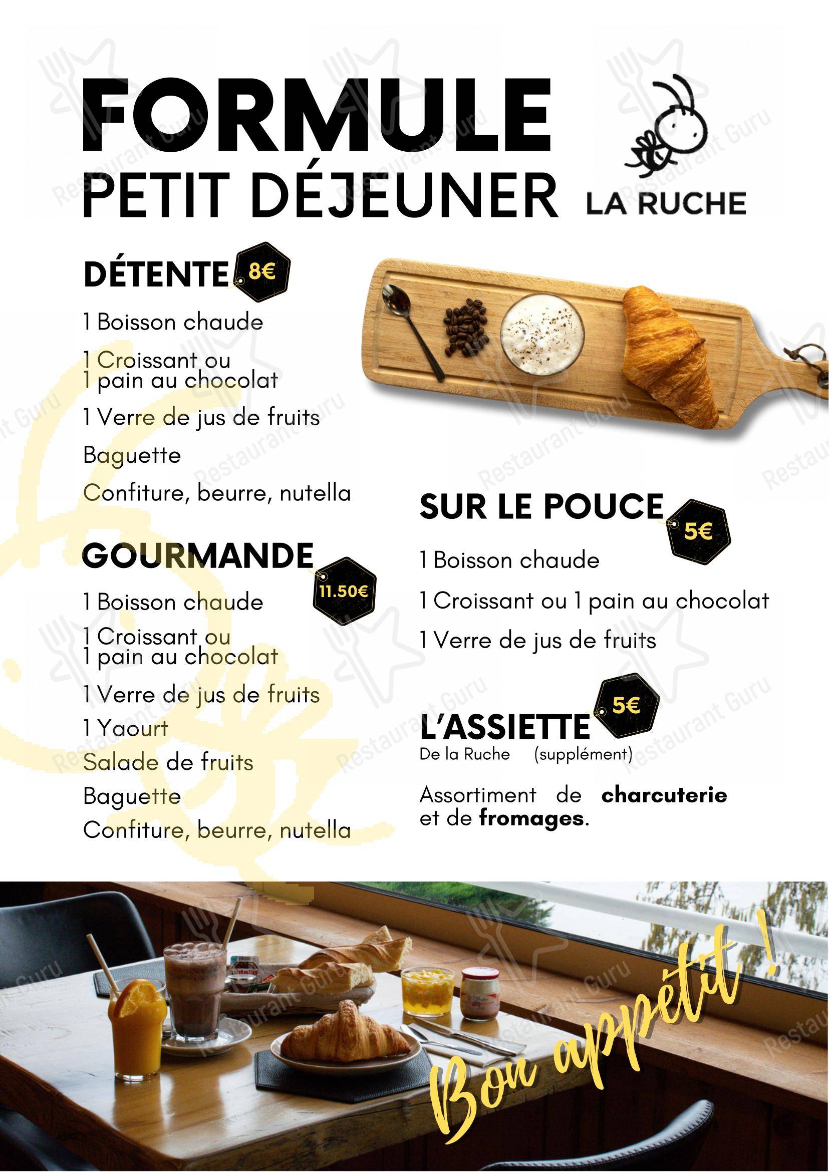 Menu au La Ruche restaurant, Rolleboise