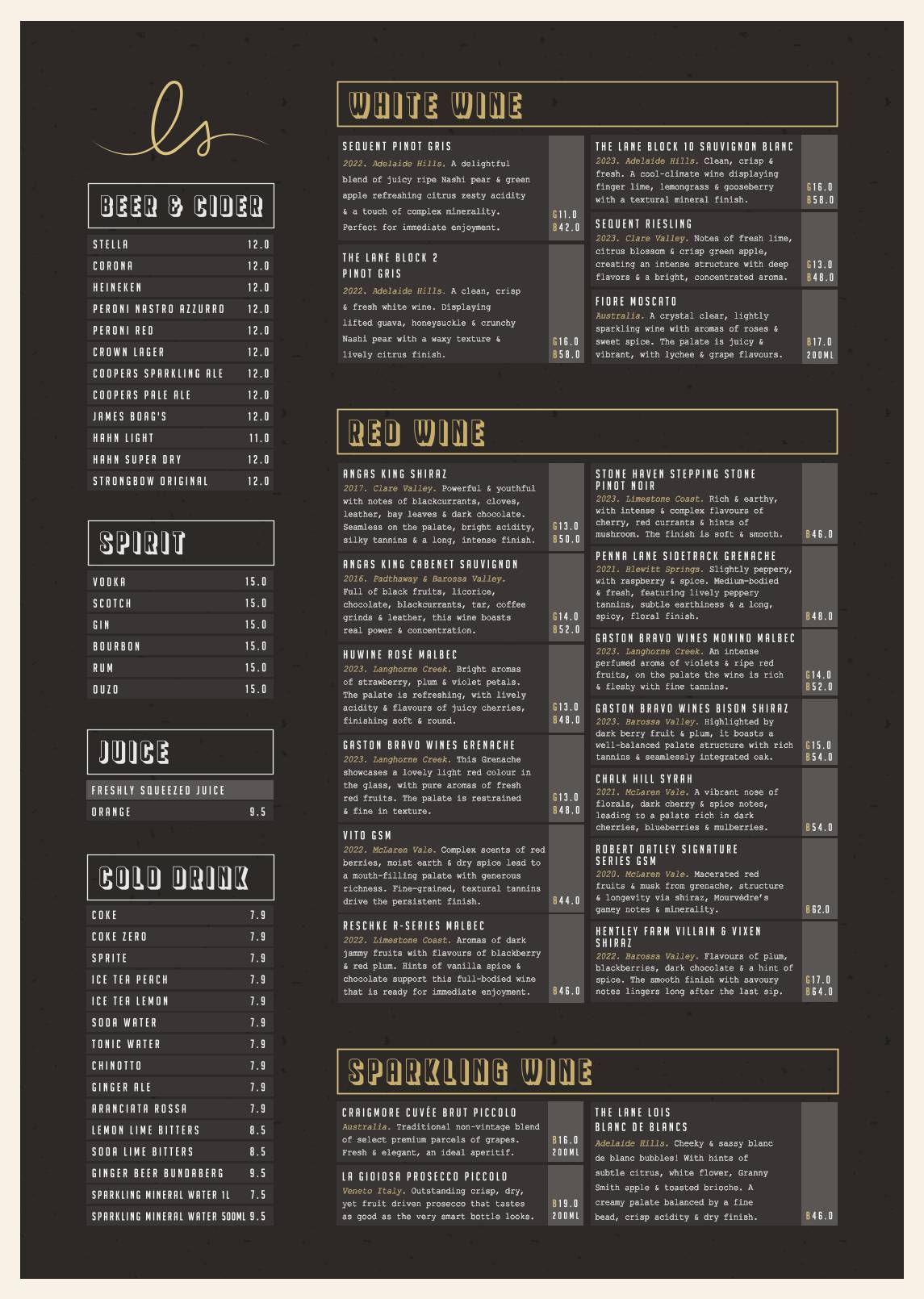 Menu at La Scala Cafe & Pizzeria, Unley