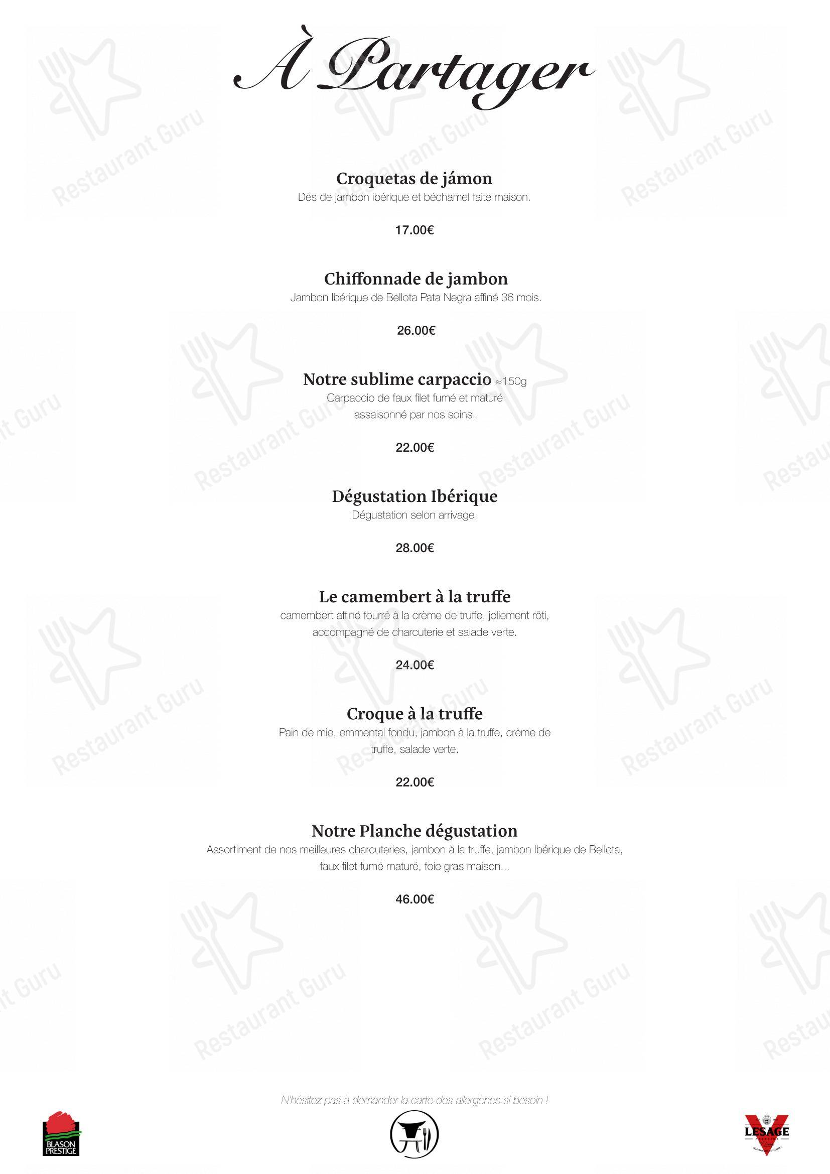 Menu au La Table du Boucher restaurant, Le Tholonet