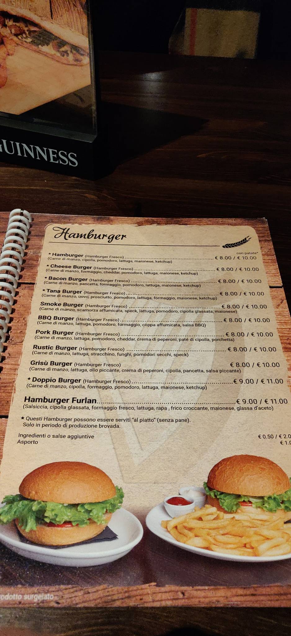Menu da La Tana live Pub, Udine