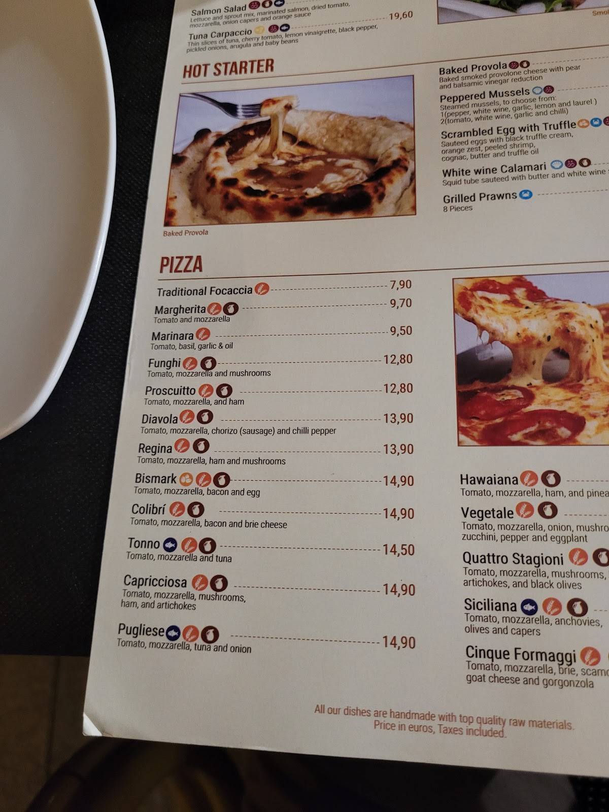 Carta del restaurante La Terrazza (Pza La Virgen), Valencia