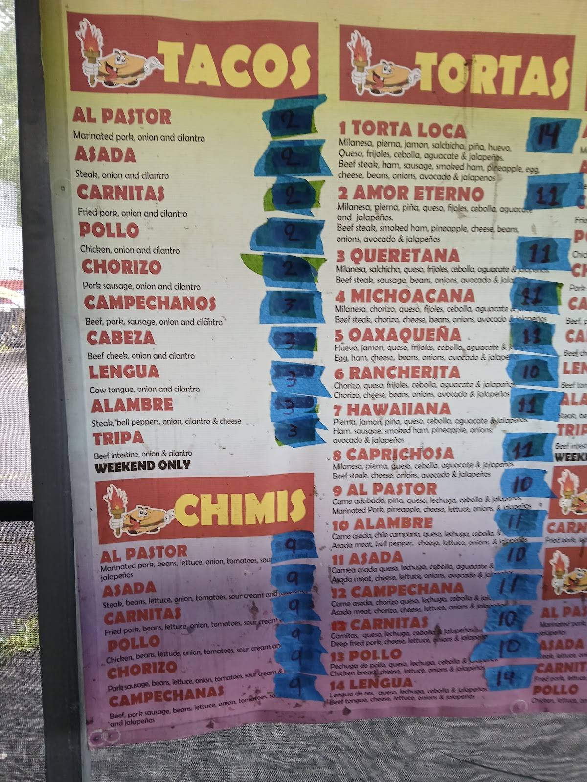Menu at La Torta Loca restaurant, Medford