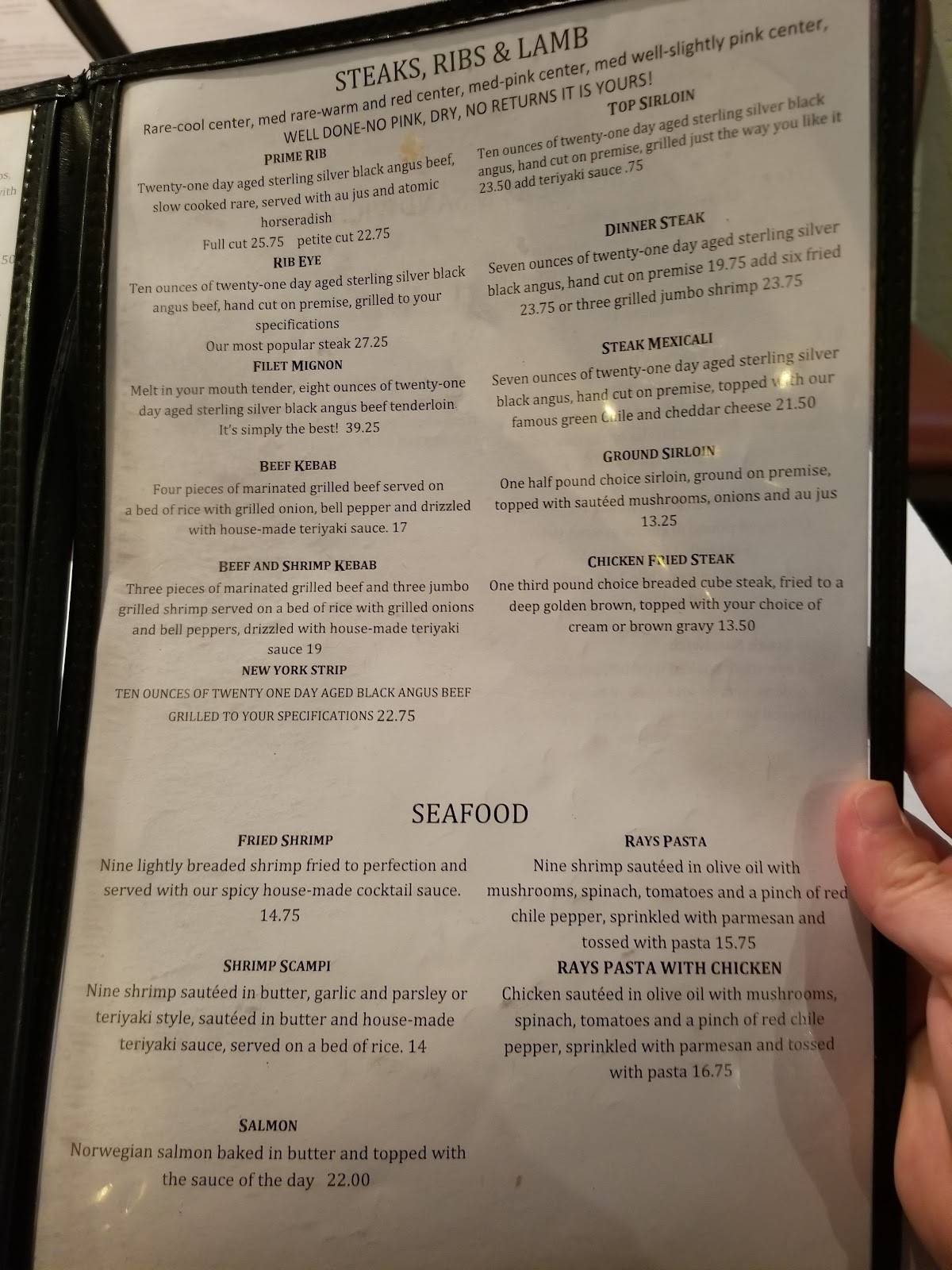 Menu at La Ventana Steak House steakhouse, Grants