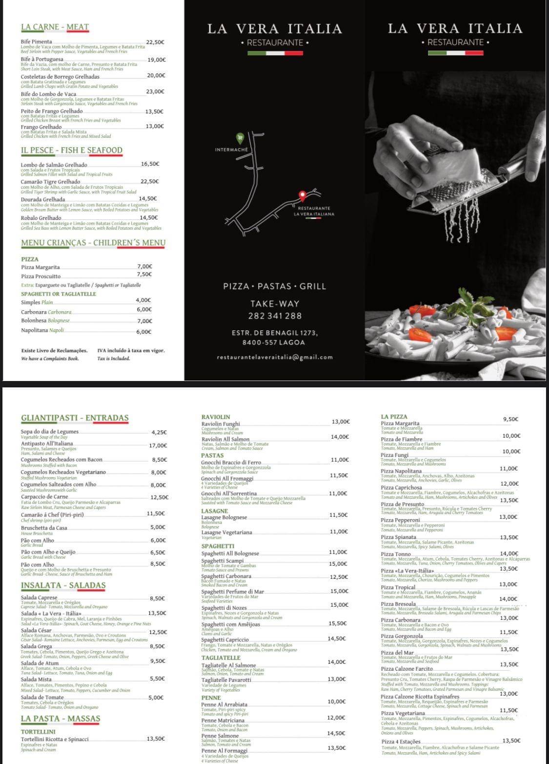Menu at Restaurante La Vera Italia, Carvoeiro