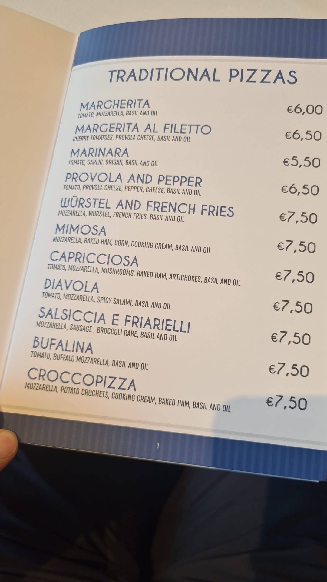 Menu da La maison de la pizza ristorante, Ercolano