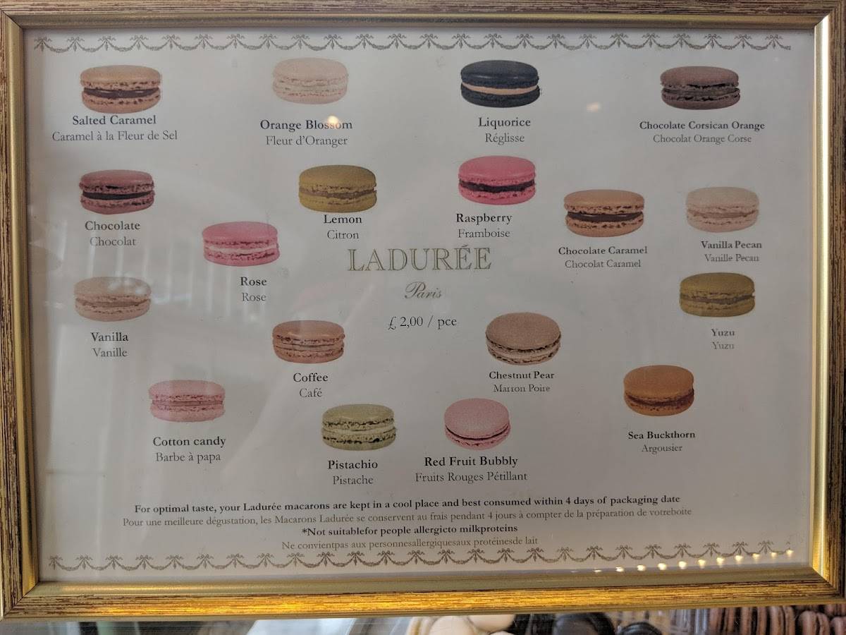 Menu at Ladurée cafe, London, 1 The Mkt