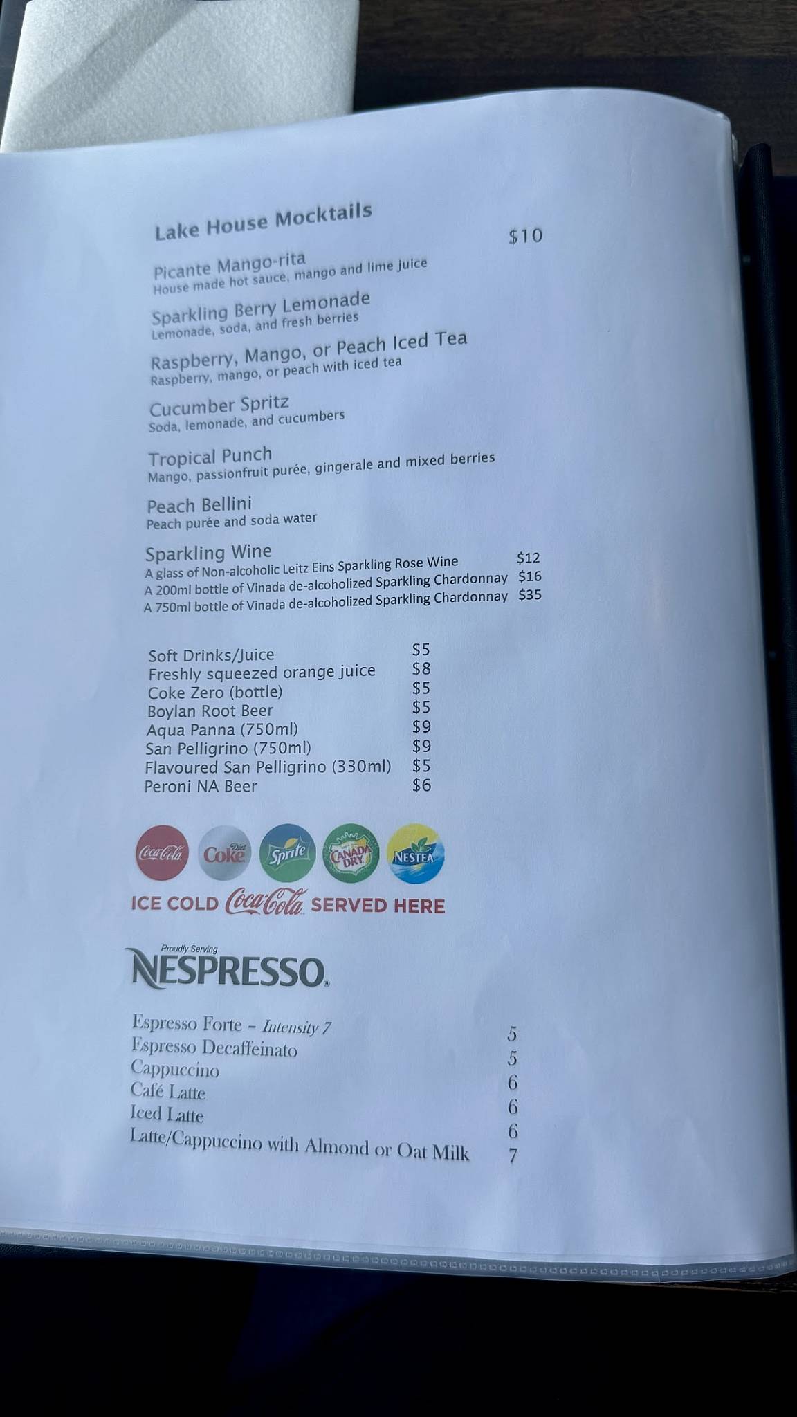 Menu at Lake House Restaurant, Lincoln