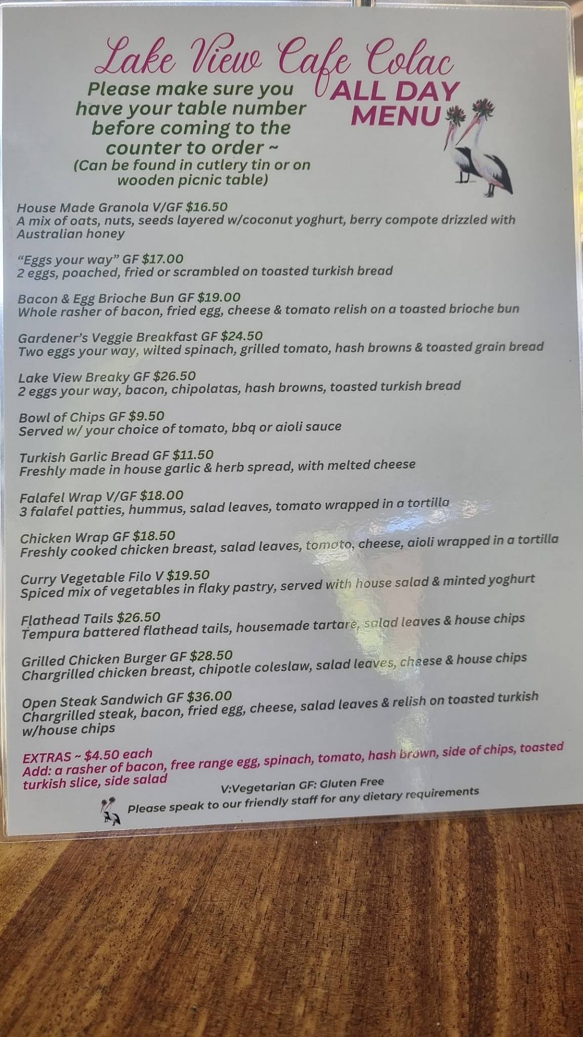 Menu at Lake View Cafe Colac, Colac