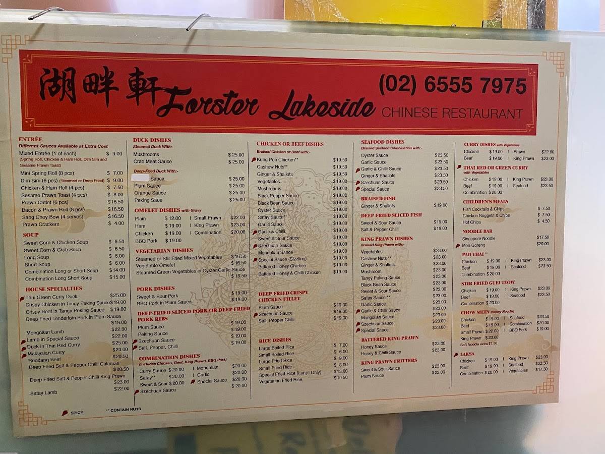 Menu at Lakeside Tavern Forster restaurant, Forster
