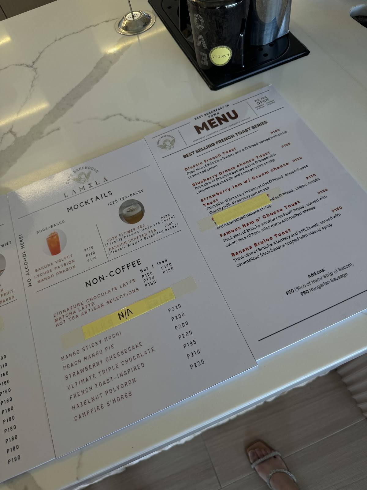 Menu at Lamela Café + Roastery and Bakehouse, Santa Maria